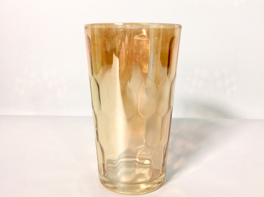 4 Depression Glass Hex Optic Iridescent Flat Tumblers - Vintage Glasses ...