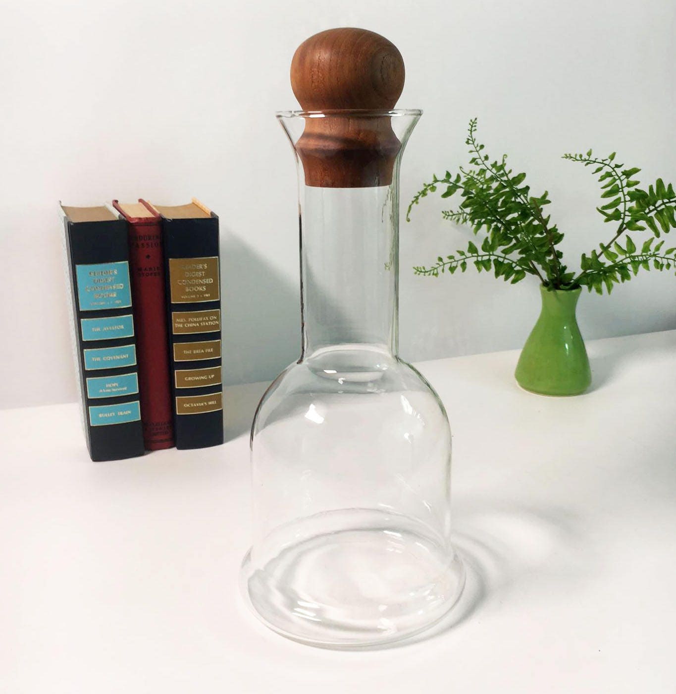 Vintage Dansk Glass Wine Carafe / Decanter with Teak Stopper Designed ...