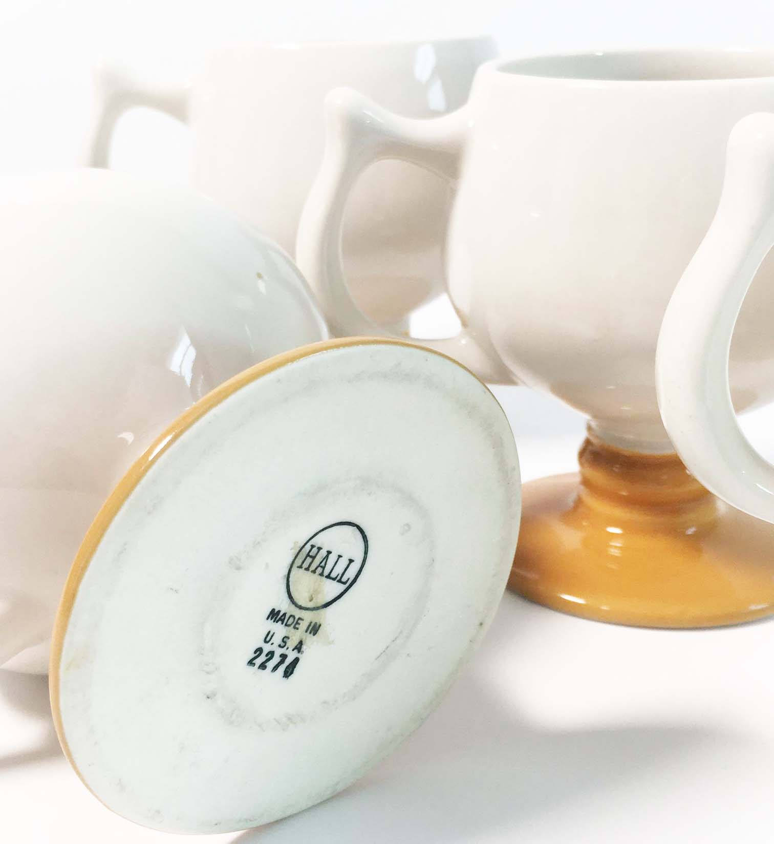 Set of 4 Vintage Hall Stoneware Mugs No. 2274 - Cream Tan Brown ...