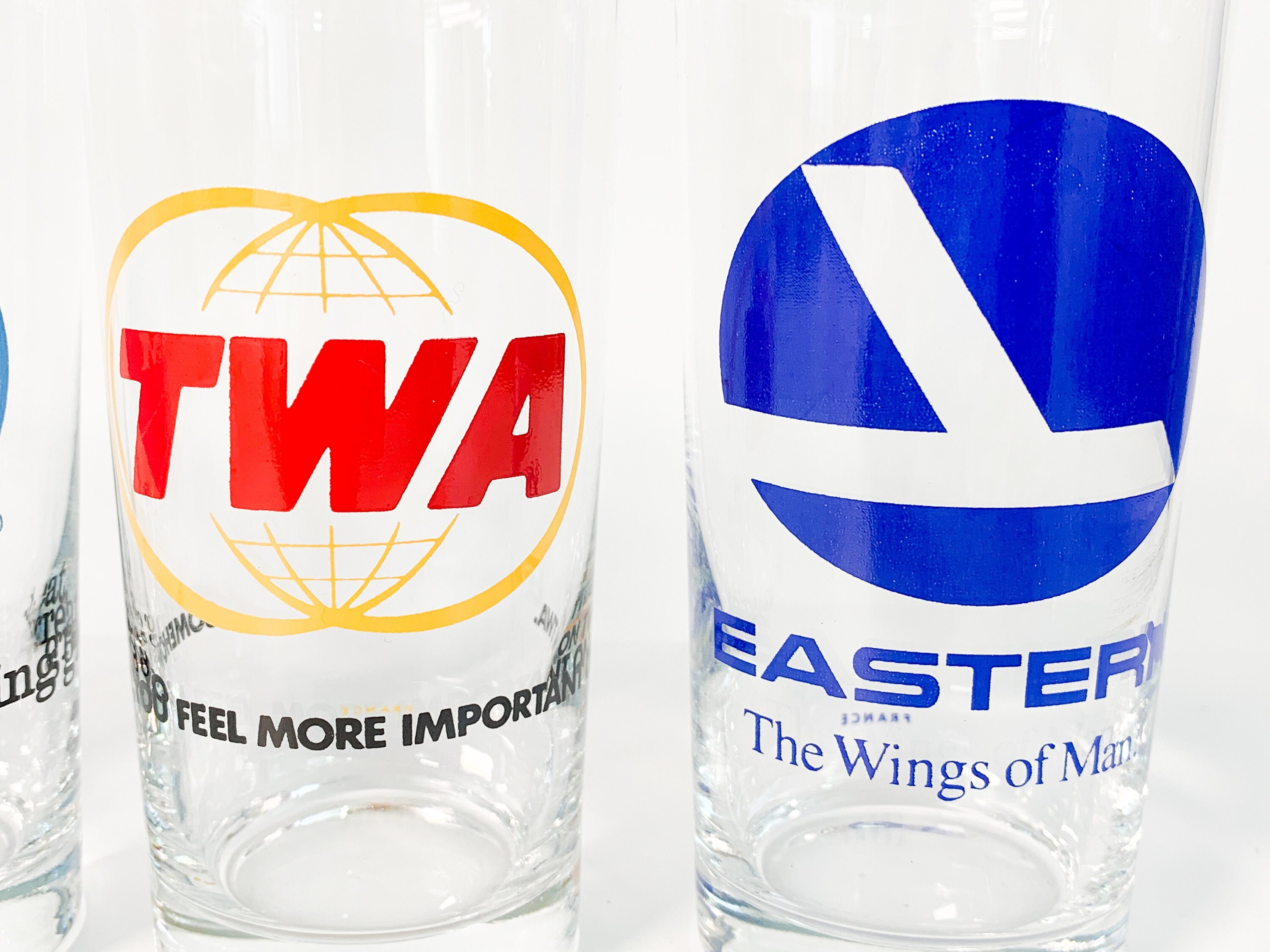 Vintage Set 6 Airline Logo Tumblers by Luminarc France - Unused in Box ...