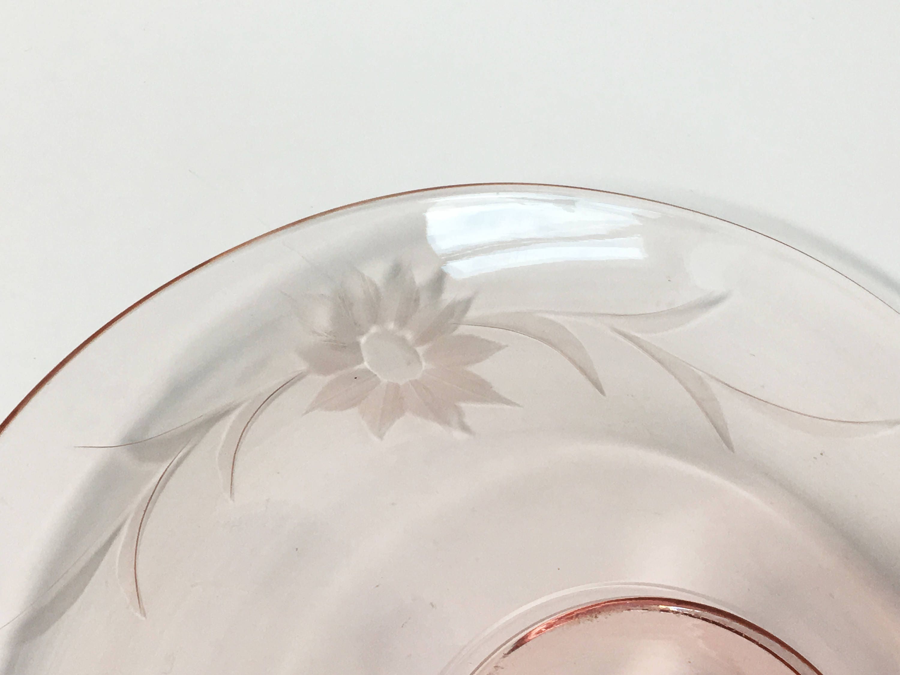 Vintage / Antique Rolled Edge Console Glass Bowl - Pink Depression ...