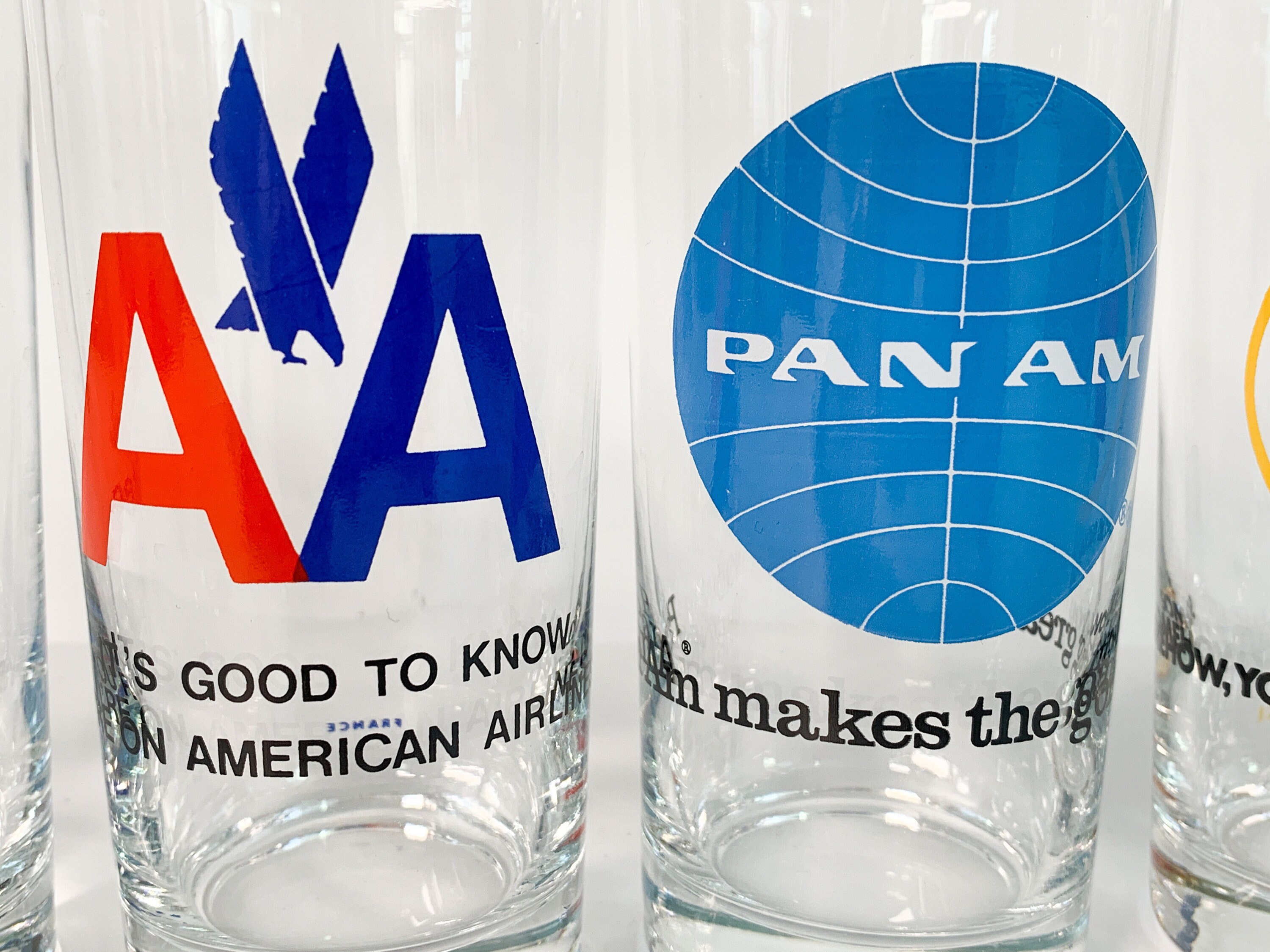 Vintage Set 6 Airline Logo Tumblers by Luminarc France - Unused in Box ...