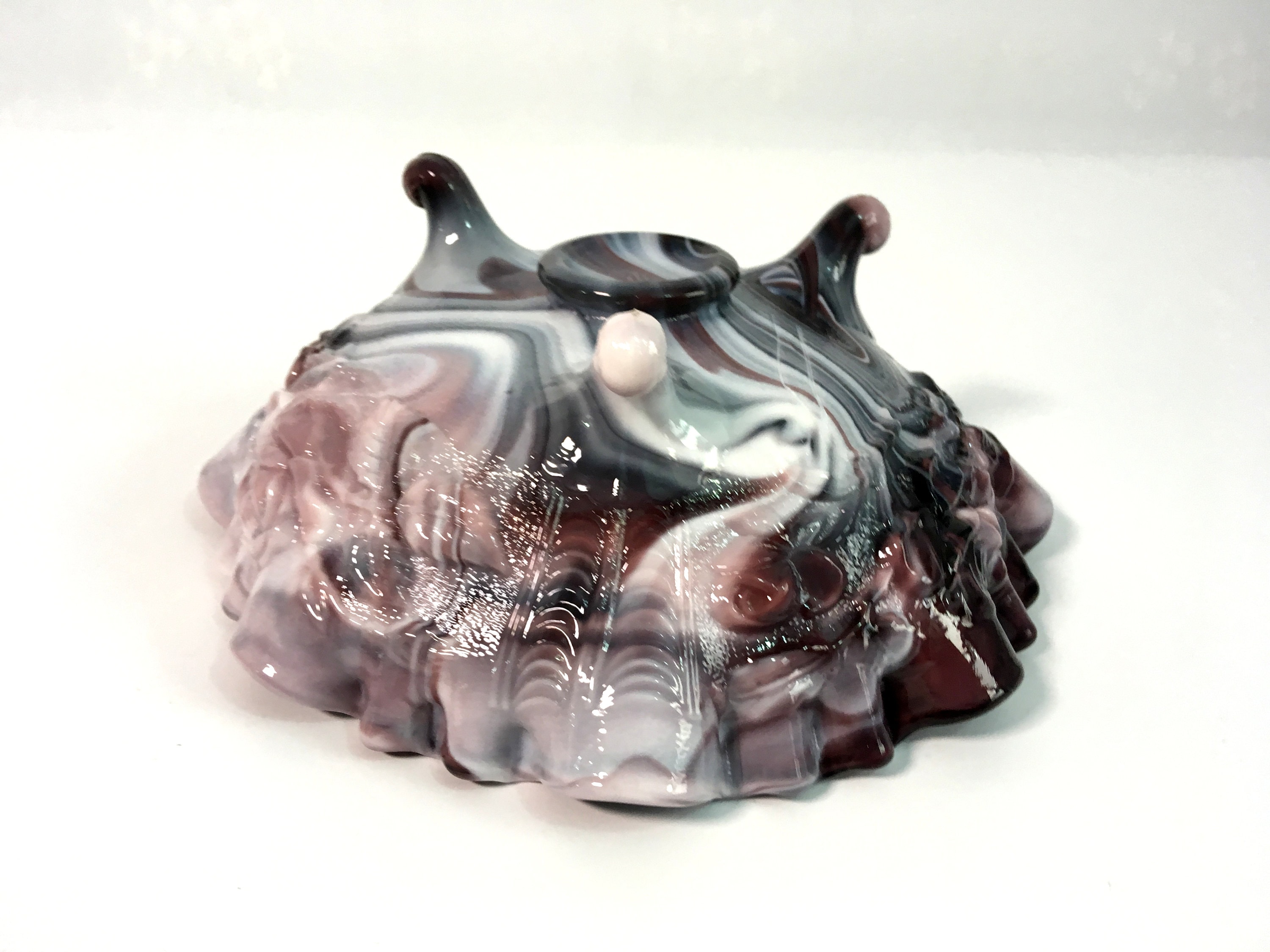 Vintage Imperial Purple Slag Glass Amethyst Footed Bowl Open Rose ...