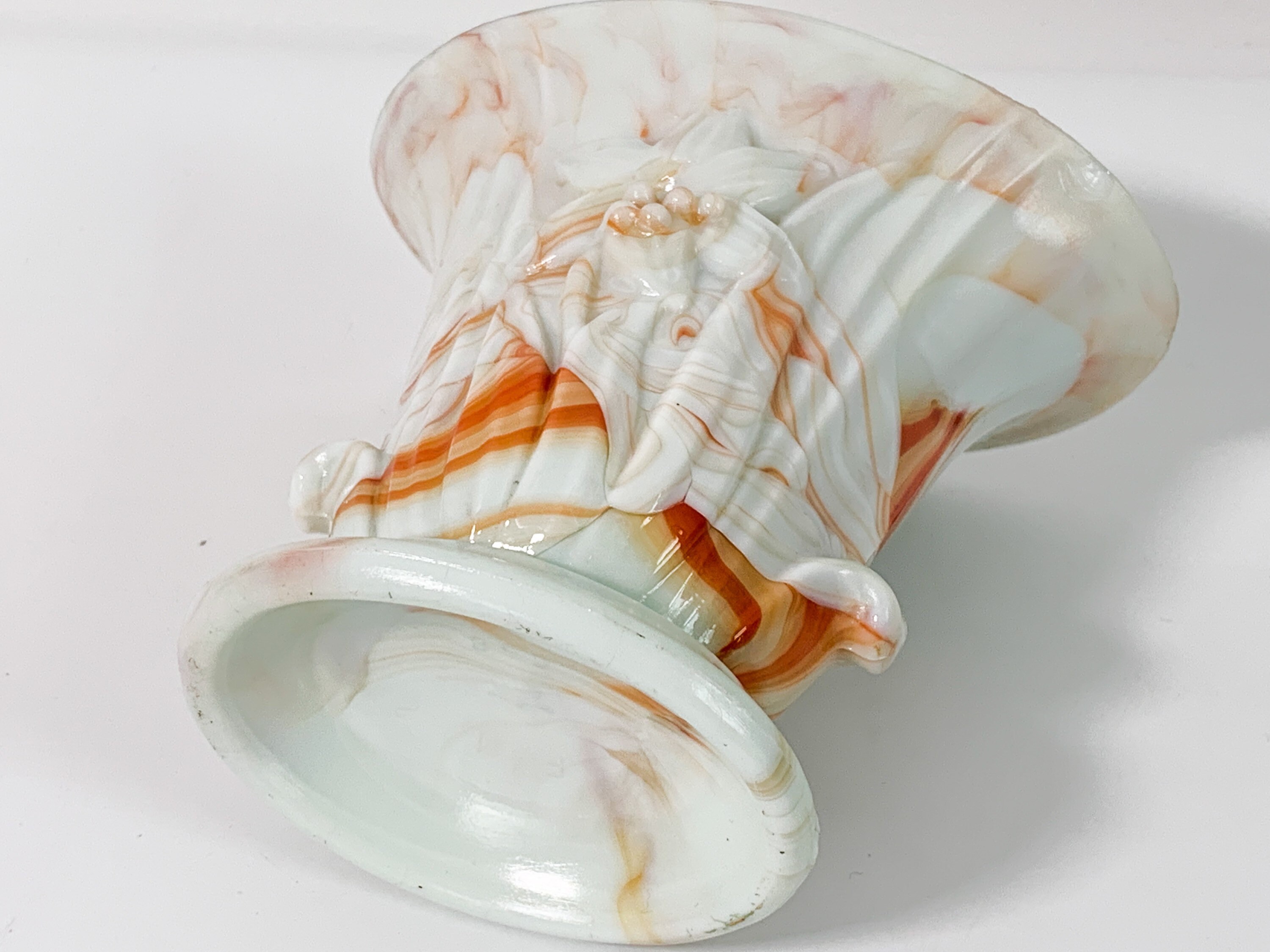 Vintage Akro Agate Lily Orange w/ White Slag Glass Vase - Flowers ...