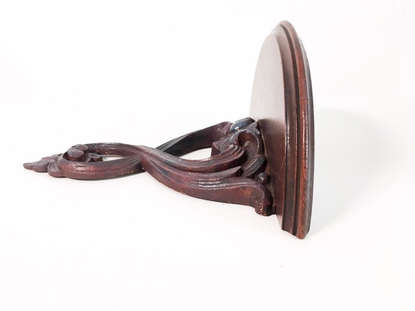 Vintage Syroco Wood Shelf - Reddish Brown Wood Shelf - Syracuse ...