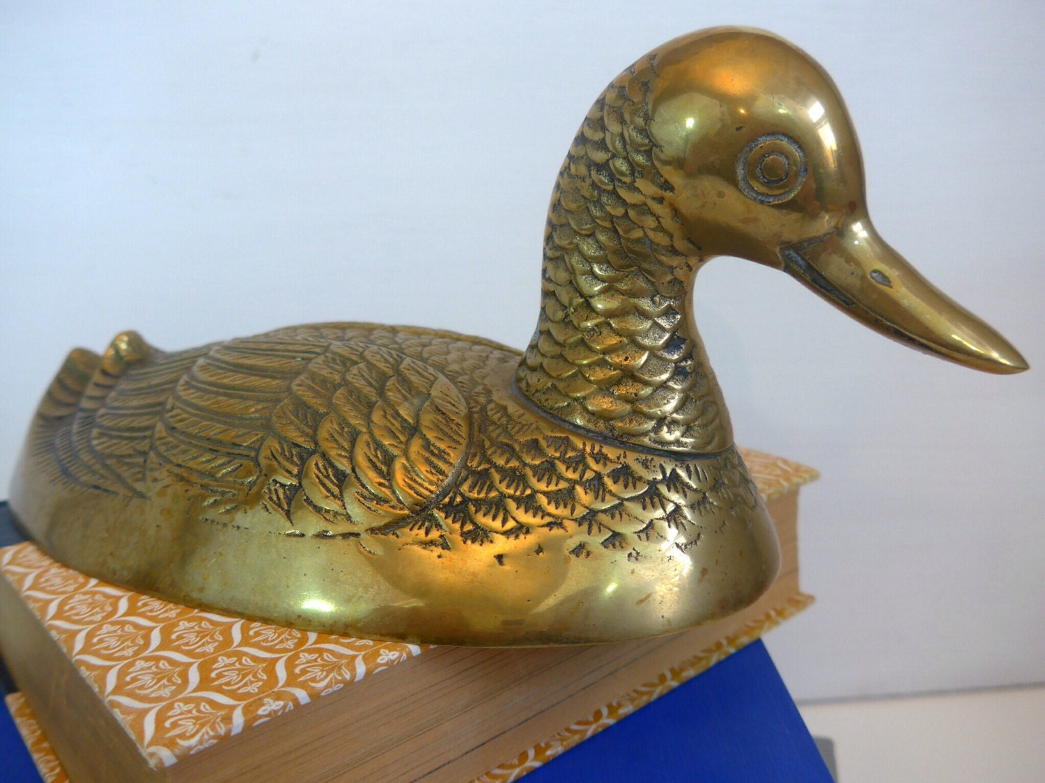 Vintage Etched Brass Duck - Life Sized Solid Brass Duck - Animal ...