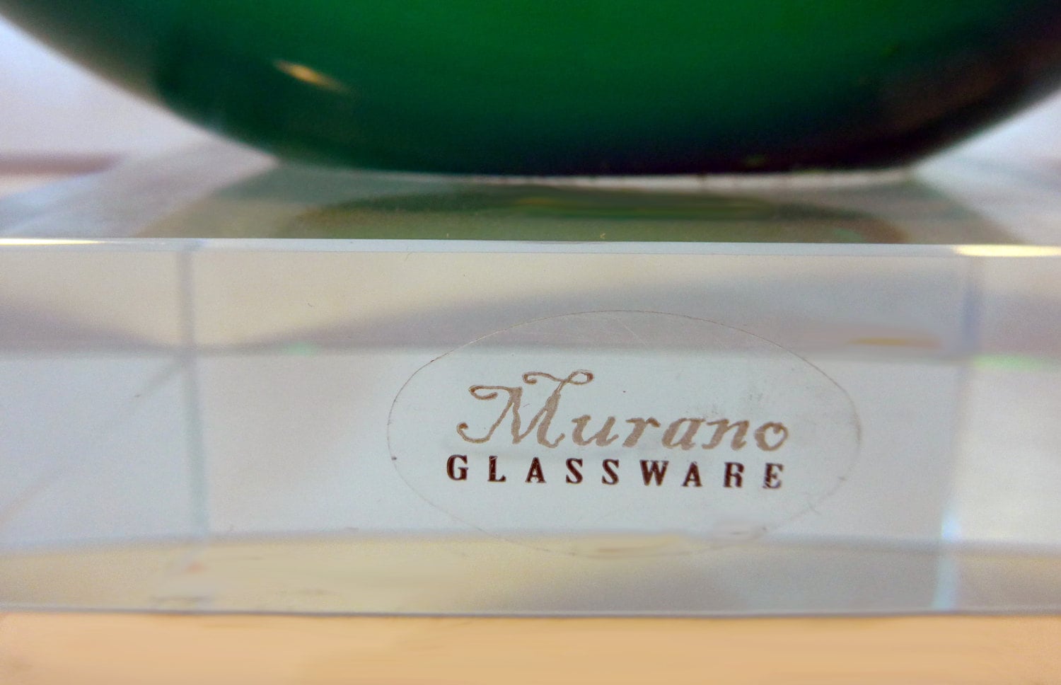 Murano Green Cased Glass Clef Vintage Art Glass - Mid century Mod ...