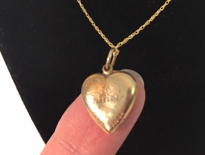 Antique 10K Gold Filled Heart Pendant Necklace - Vintage Petite ...
