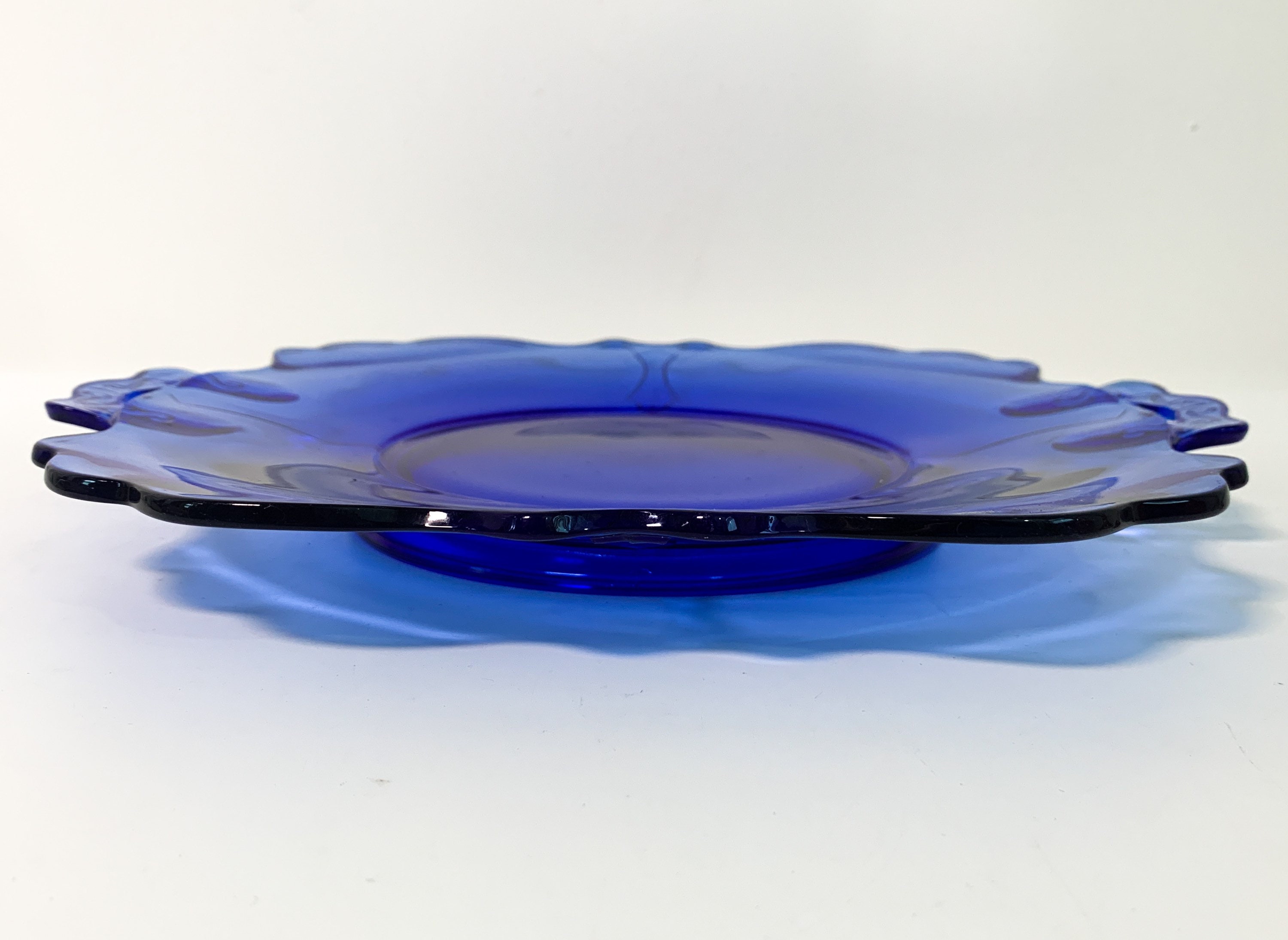 Vintage Cobalt Blue Mt Pleasant Two Handled Cake Plate - Smith Glass Co ...