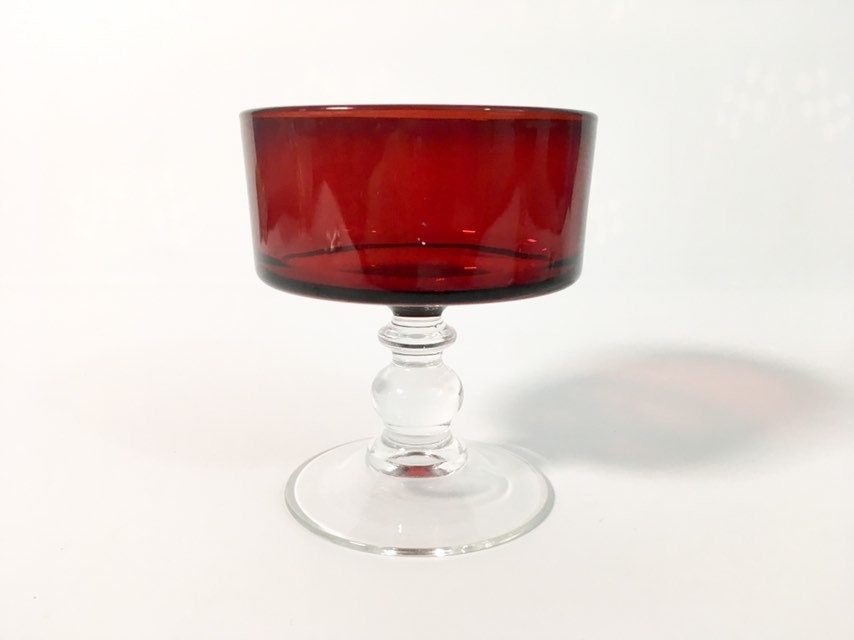 5 Vintage Ruby Red French Luminarc Dessert / Sherbet / Champagne ...