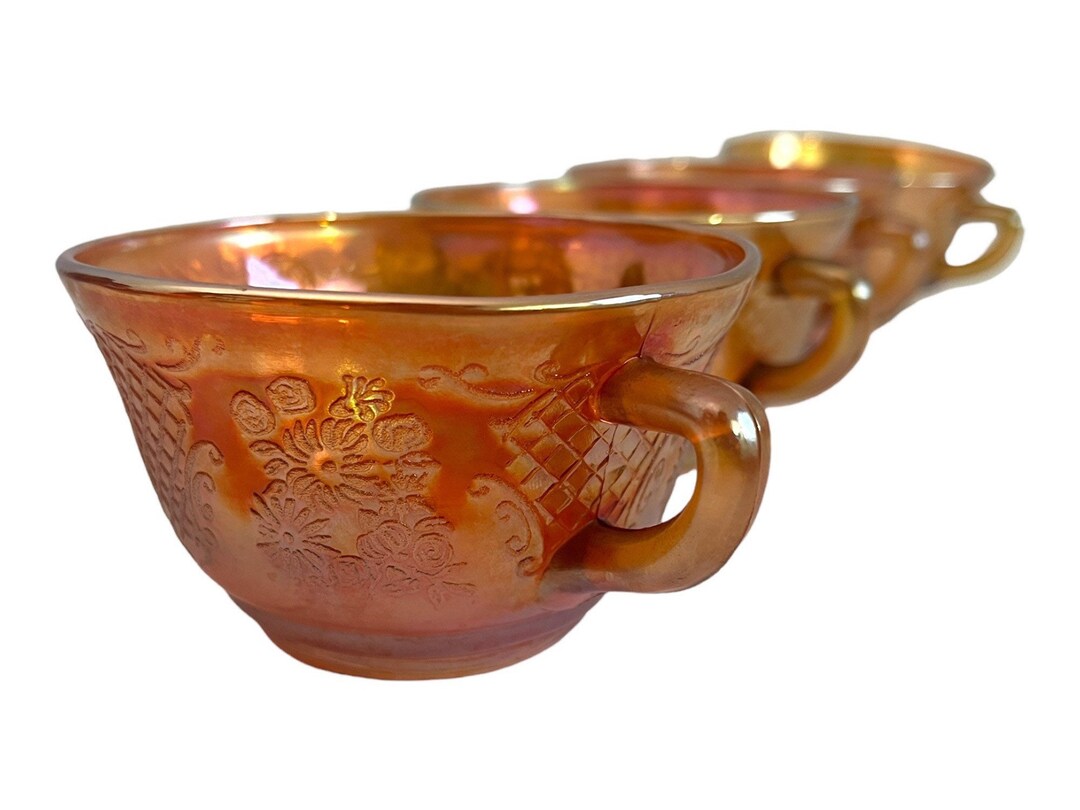 Vintage Amber Depression Glass Cups - Normandie Federal Glass, Set of 4 ...
