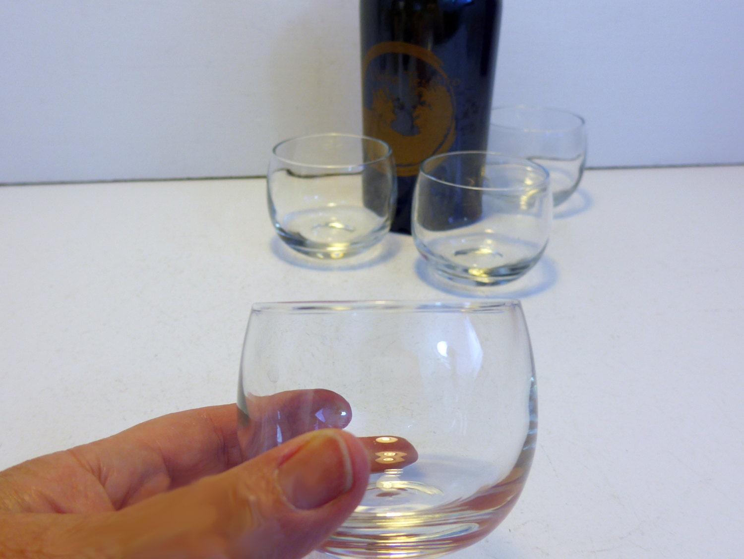 Roly Poly Set 4 Clear Glass Mid Century Roly Poly Glasses - Vintage ...
