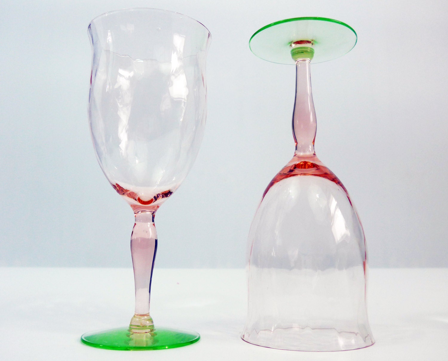 4 Vintage Weston Water Goblets Watermelon Stemware - 4 Tall Water ...