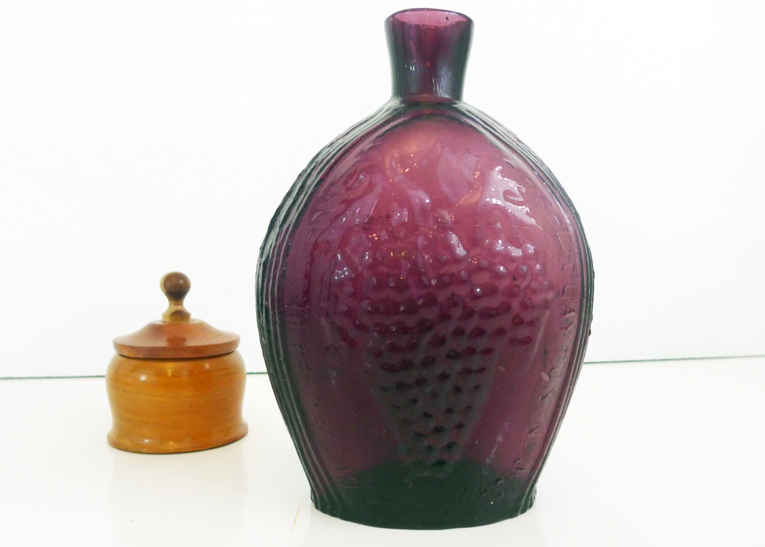 Clevenger Brothers Amethyst Glass Flask Grapes Eagle - Purple Mold ...