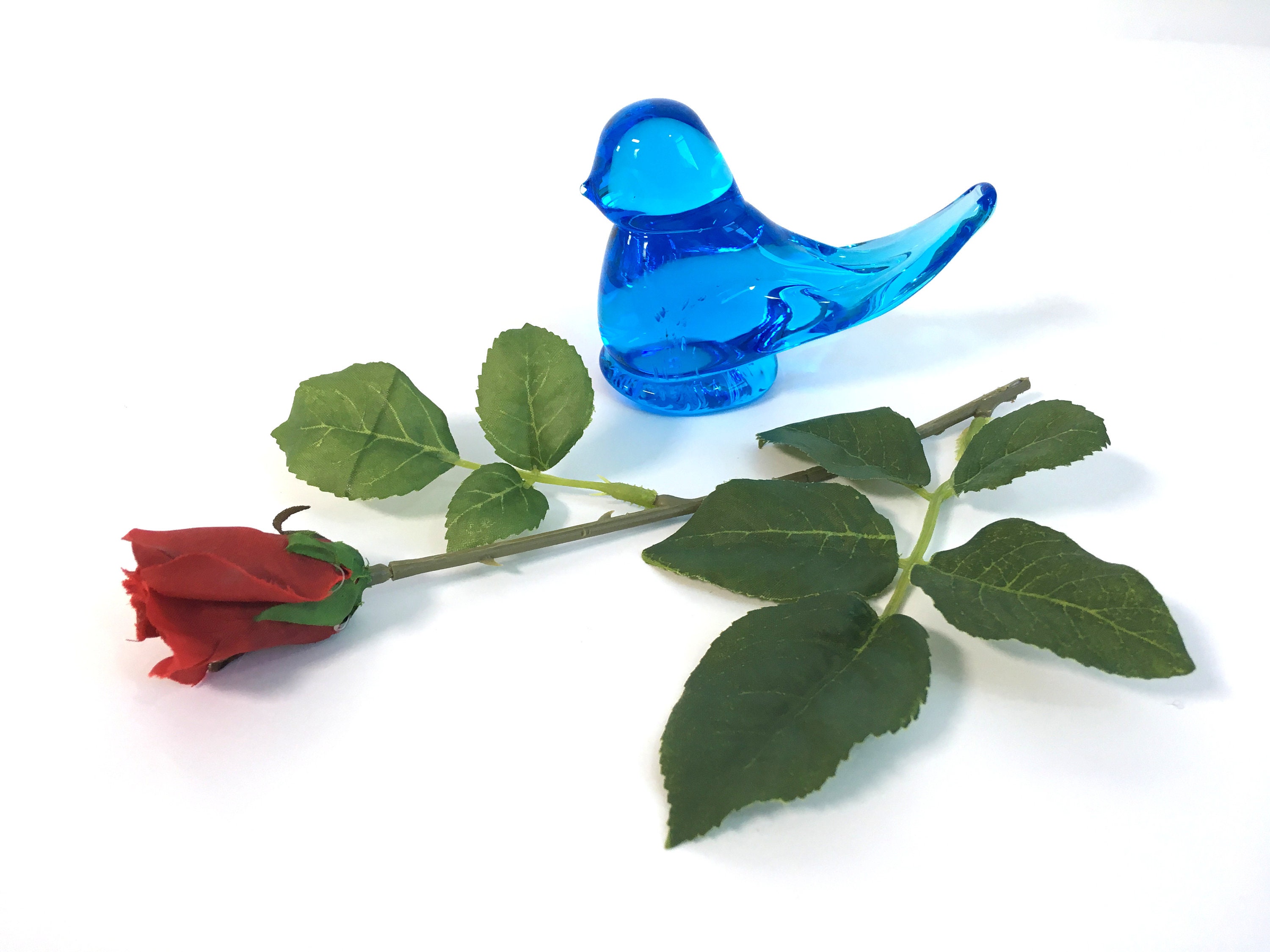 Vintage Ron Ray Blue Glass Bird Signed - Hand blown Art Glass Bird ...