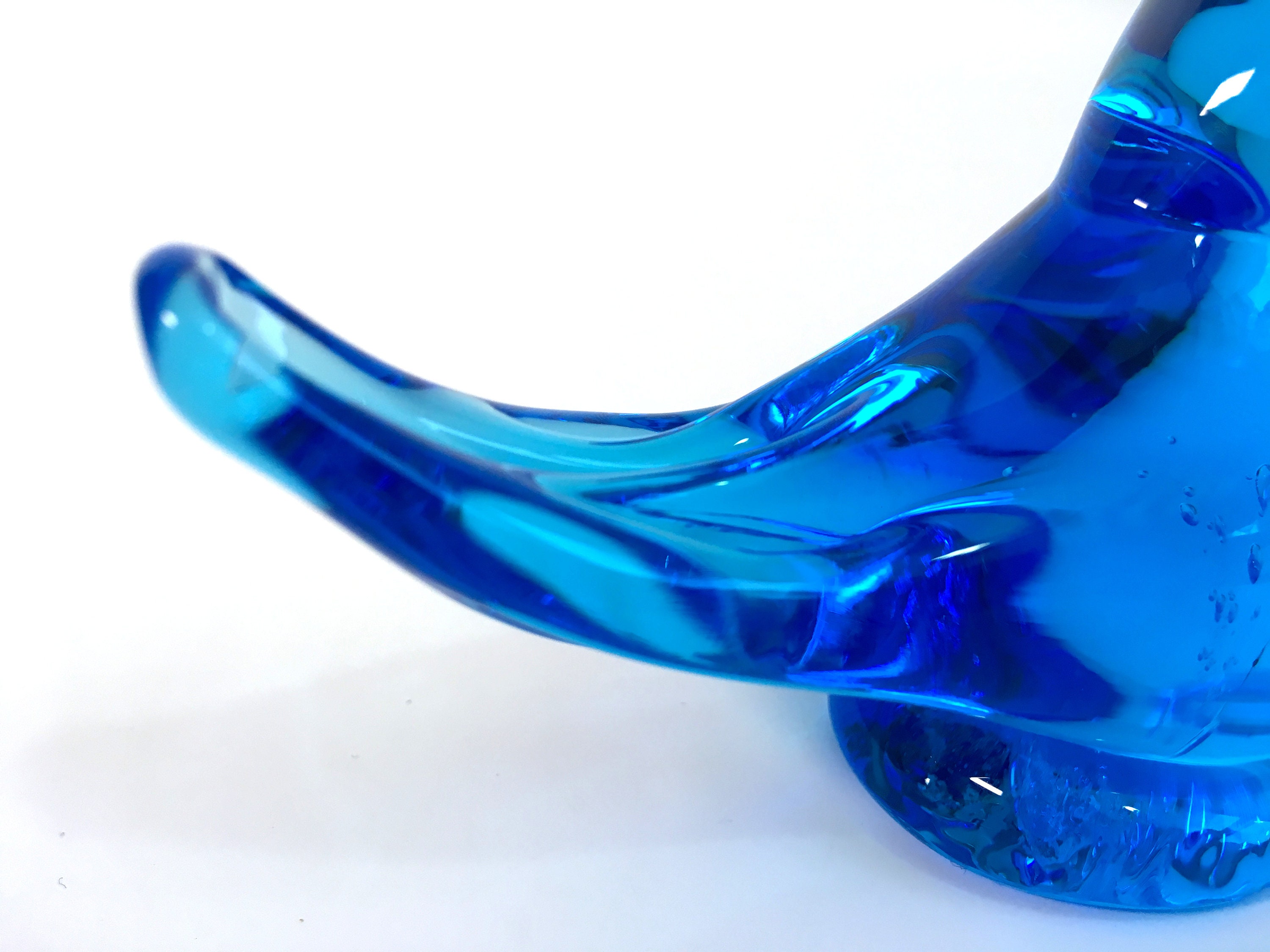 Vintage Ron Ray Blue Glass Bird Signed - Hand blown Art Glass Bird ...