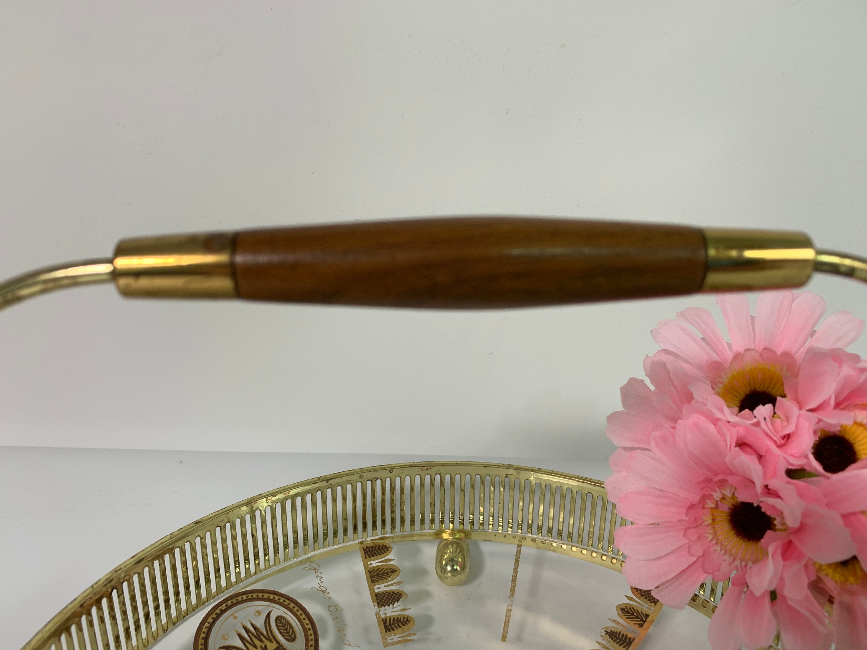 Mid Century Georges Briard Signed Tidbit Tray Round Glass Dish w ...