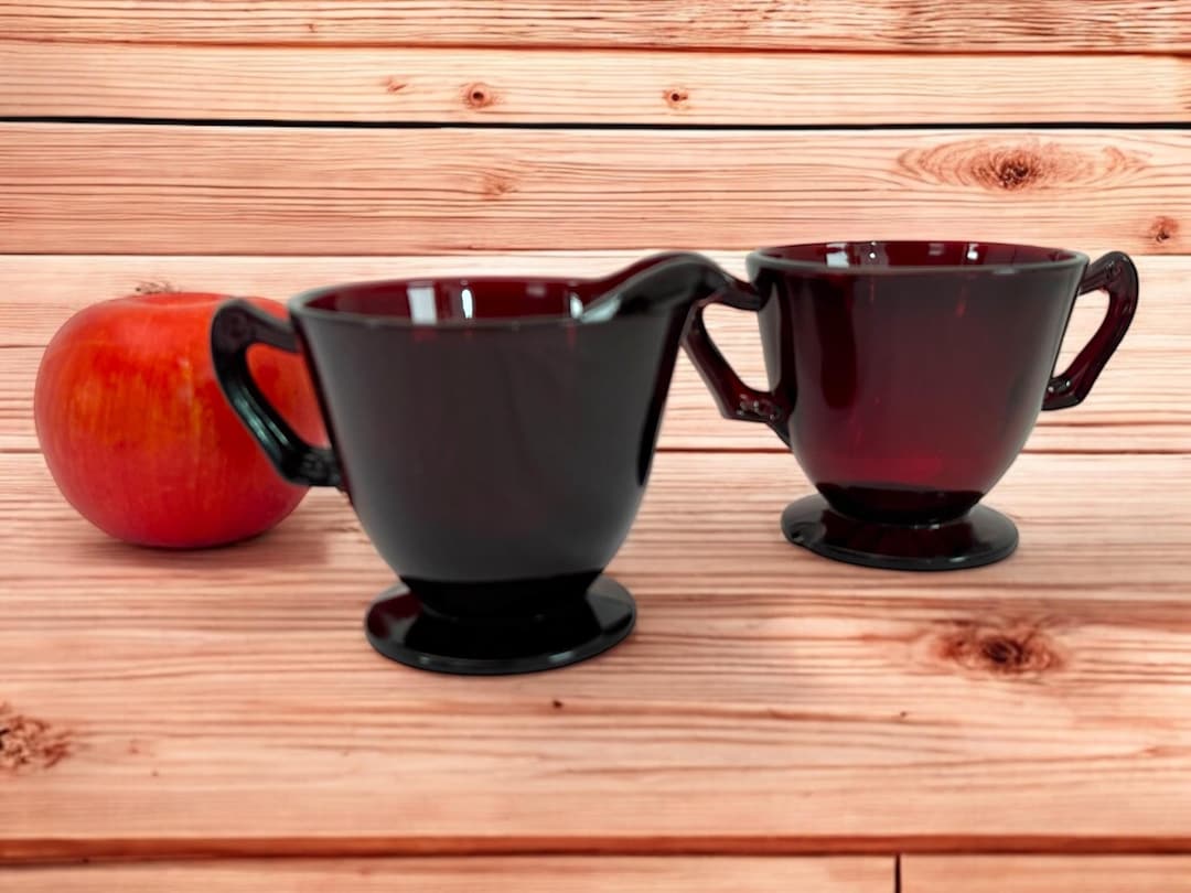 Vintage Royal Ruby Red Depression Glass Sugar and Creamer Set - Etsy