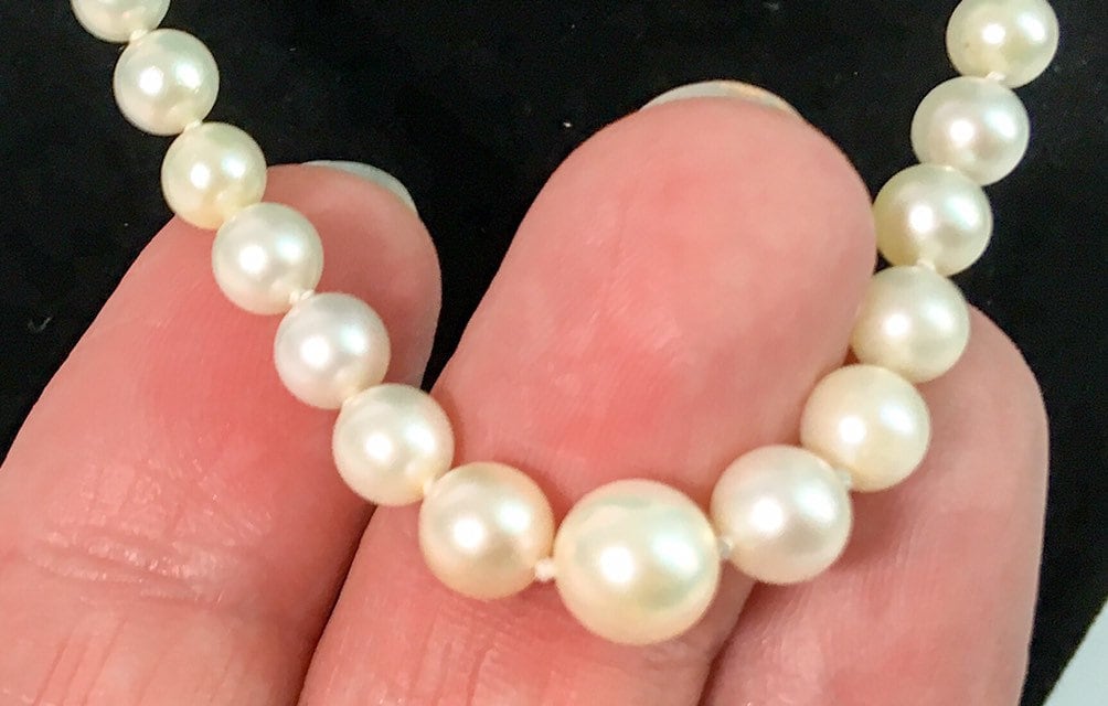 Vintage Graduated Pearl Necklace w/ 10K Gold Clasp - 17 Long Mid ... Vintage Graduated Pearl Necklace w/ 10K Gold Clasp - 17 Long Mid ...
