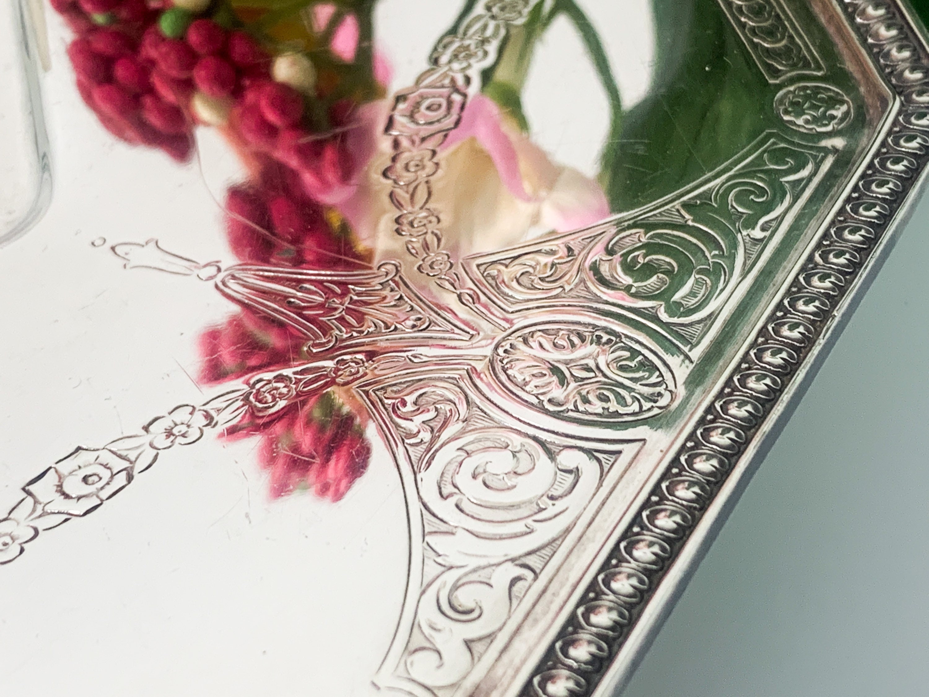 Antique Wallingford Wallace Silverplate Etched Garland Tray - Vintage ...