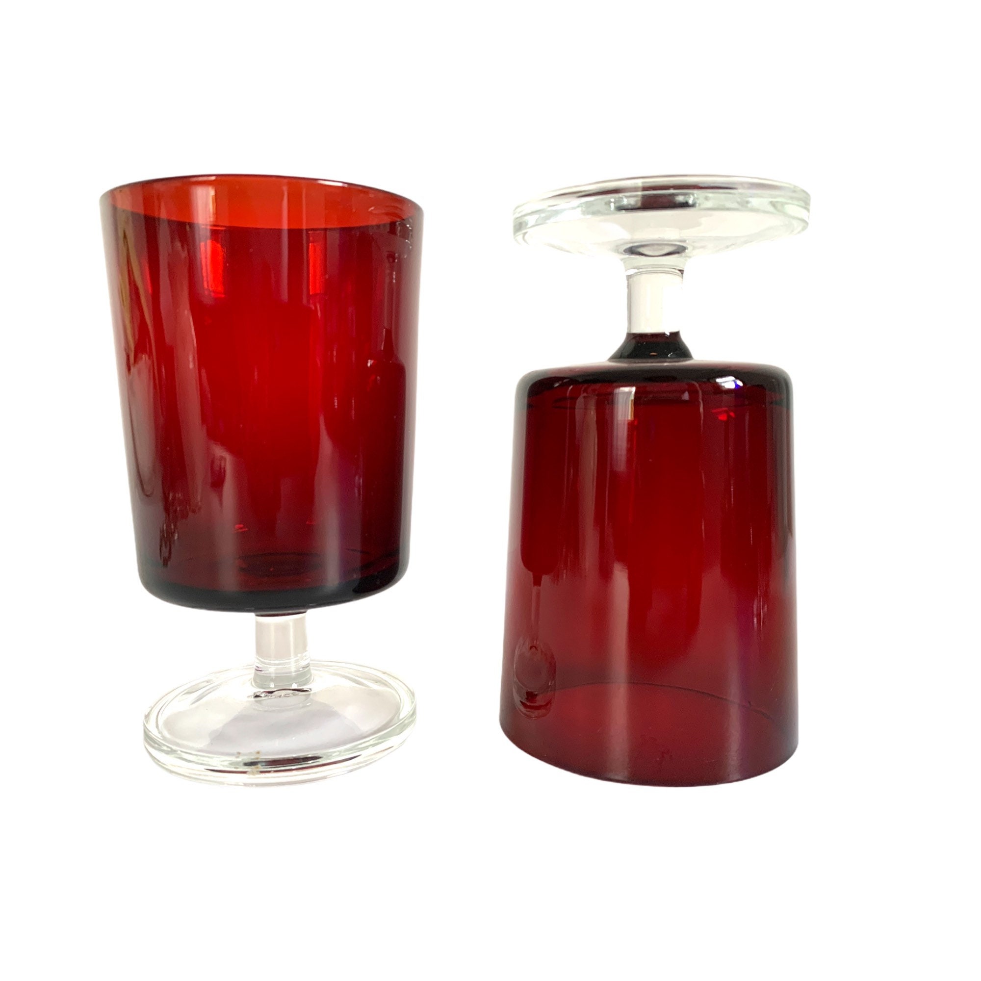 4 Vintage Ruby Red France Large Wine / Water Glasses - Luminarc Water ...