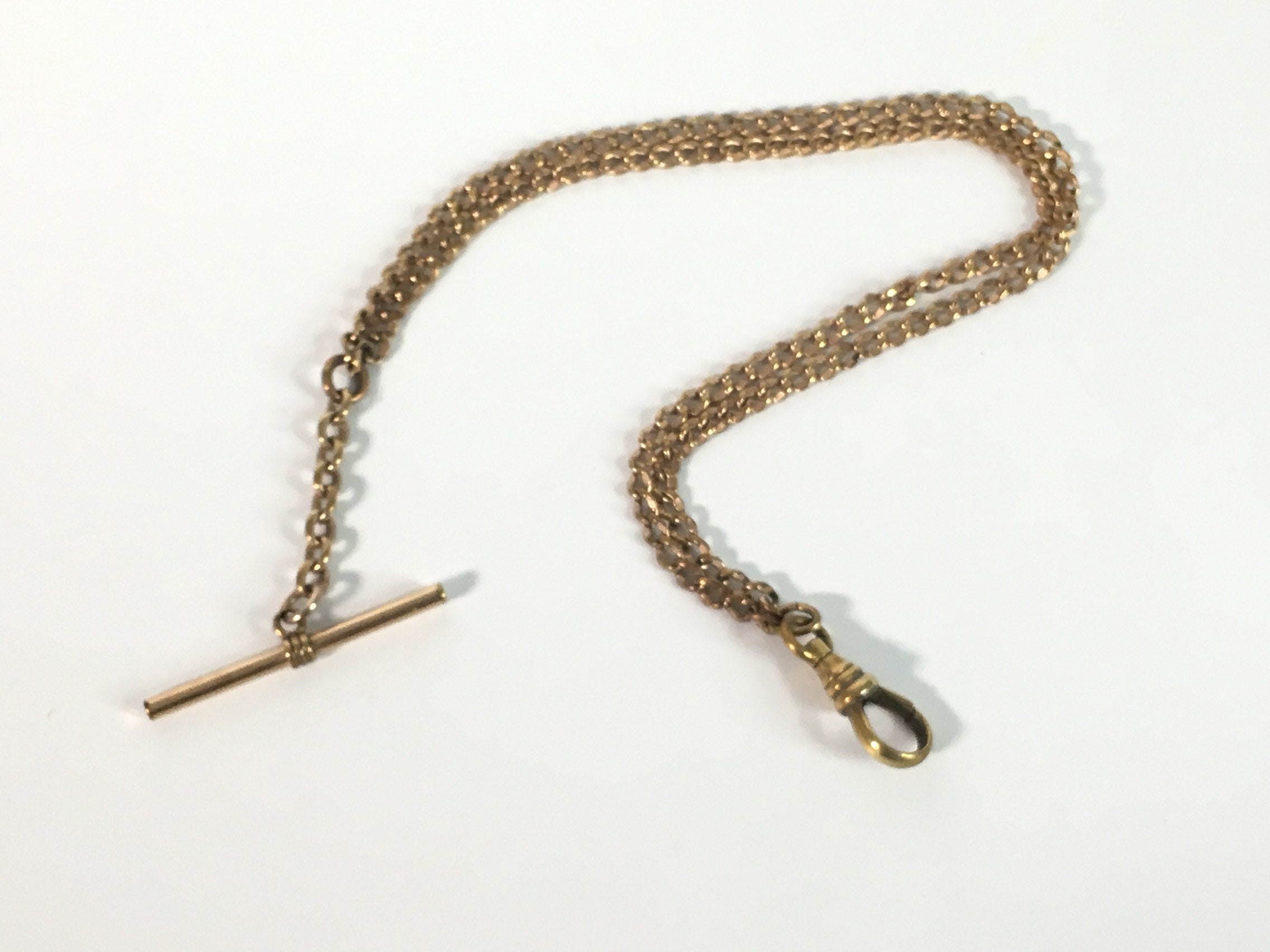 Vintage or Antique Watch Fob - 11 Long Gold tone Metal Link Chain Circa ...