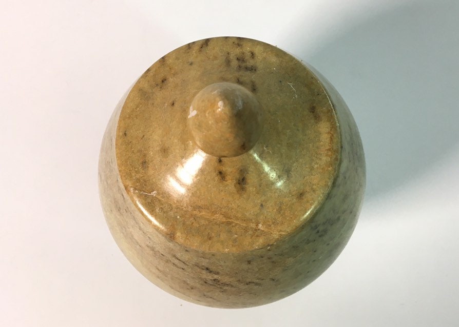 Vintage Soapstone Jar w/ Round Lid - Brown Tan Stone Urn Container ...