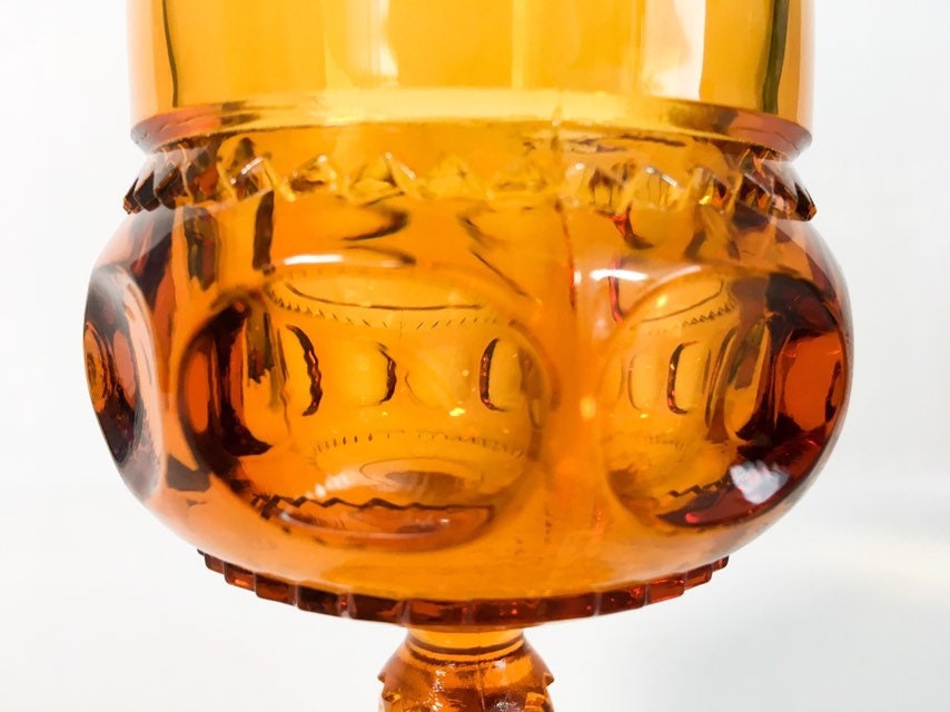 Single Vintage Amber Glass Water Goblet - Kings Crown Tiffan ...