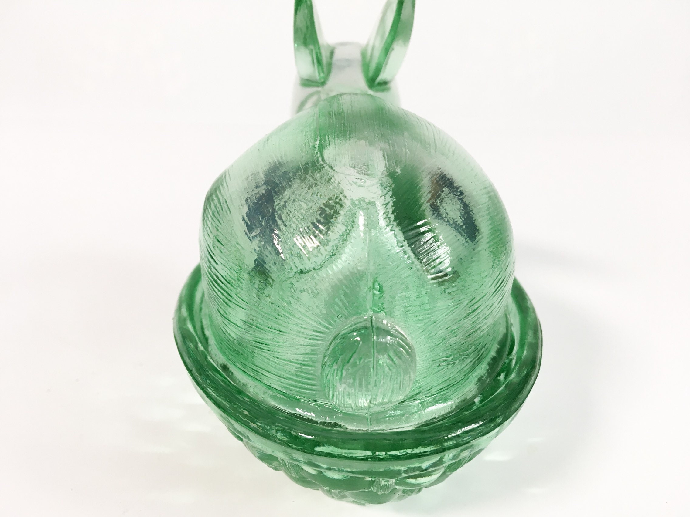 Vintage L E Smith Green Glass Rabbit or Bunny Trinket Jar w/ Lid ...