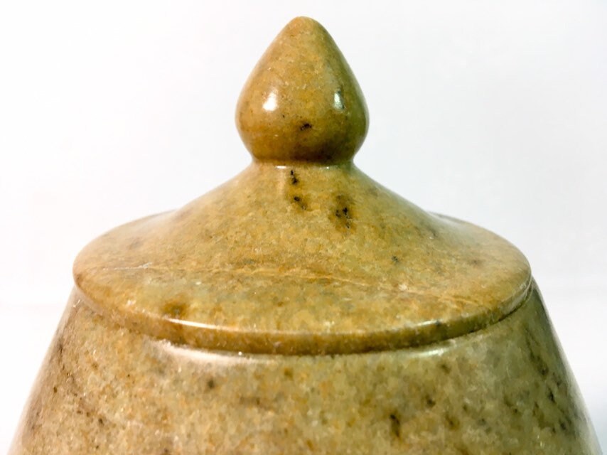 Vintage Soapstone Jar w/ Round Lid - Brown Tan Stone Urn Container ...