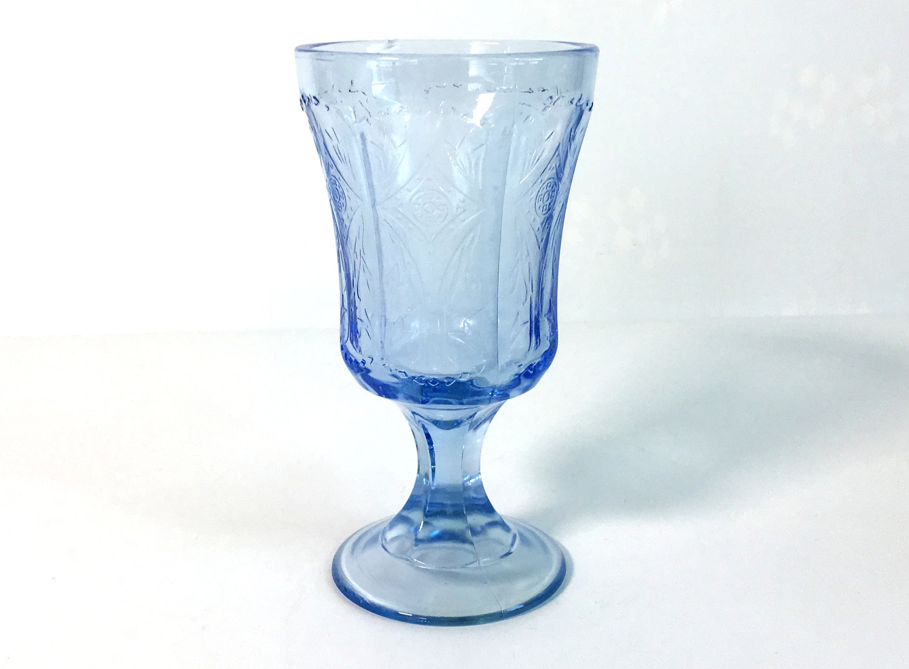 Vintage Recollection Blue Water Glass Indiana Glass Goblets Single