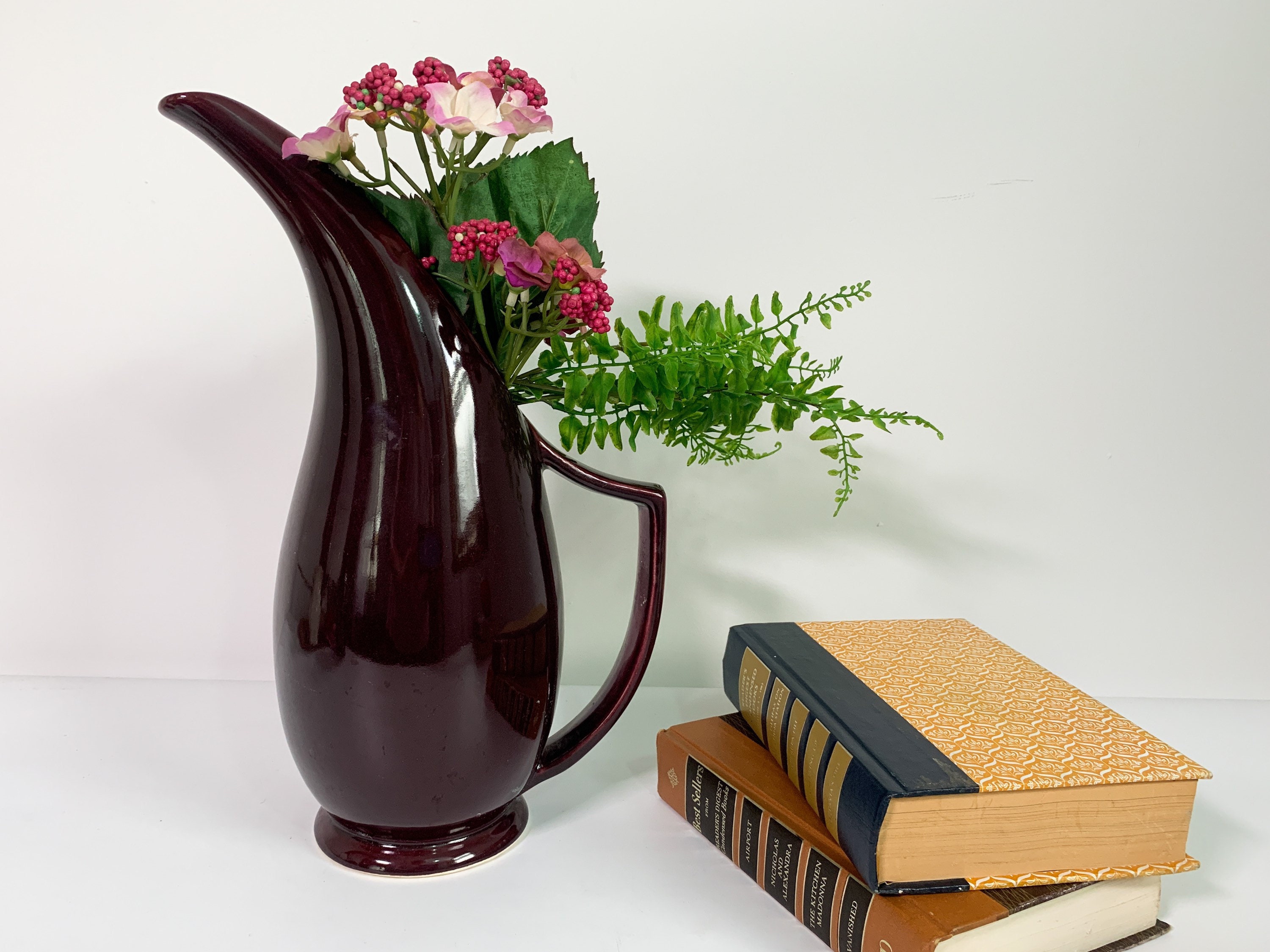 Vintage Lotus Bronze Red Wing Pottery Mid century Stretch Spout Ceramic ...