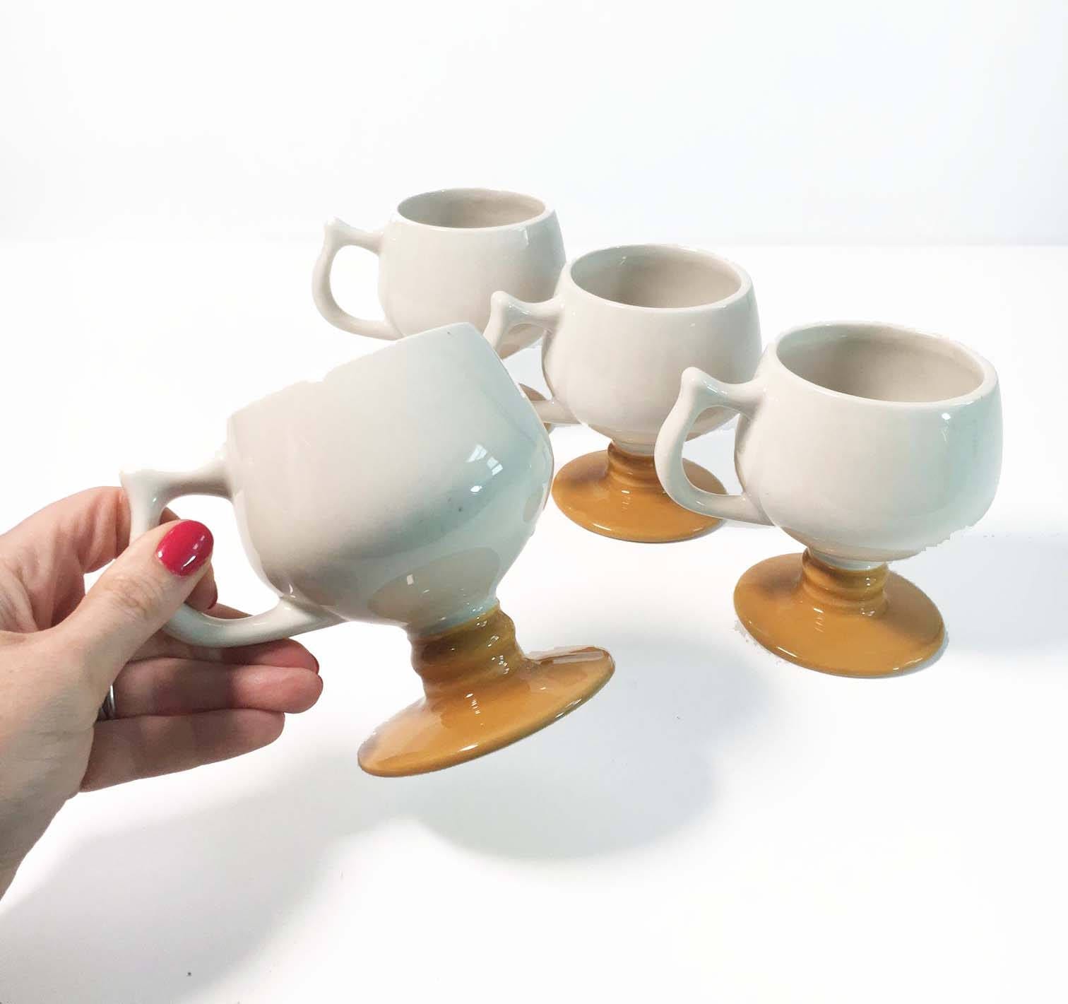 Set of 4 Vintage Hall Stoneware Mugs No. 2274 - Cream Tan Brown ...