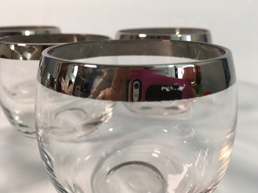 Set of 5 Roly Poly Mad Men Silver Rim Drinking Glasses - Vintage ...