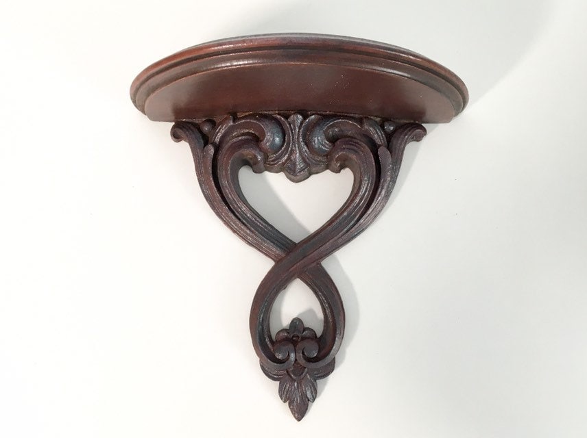 Vintage Syroco Wood Shelf - Reddish Brown Wood Shelf - Syracuse ...