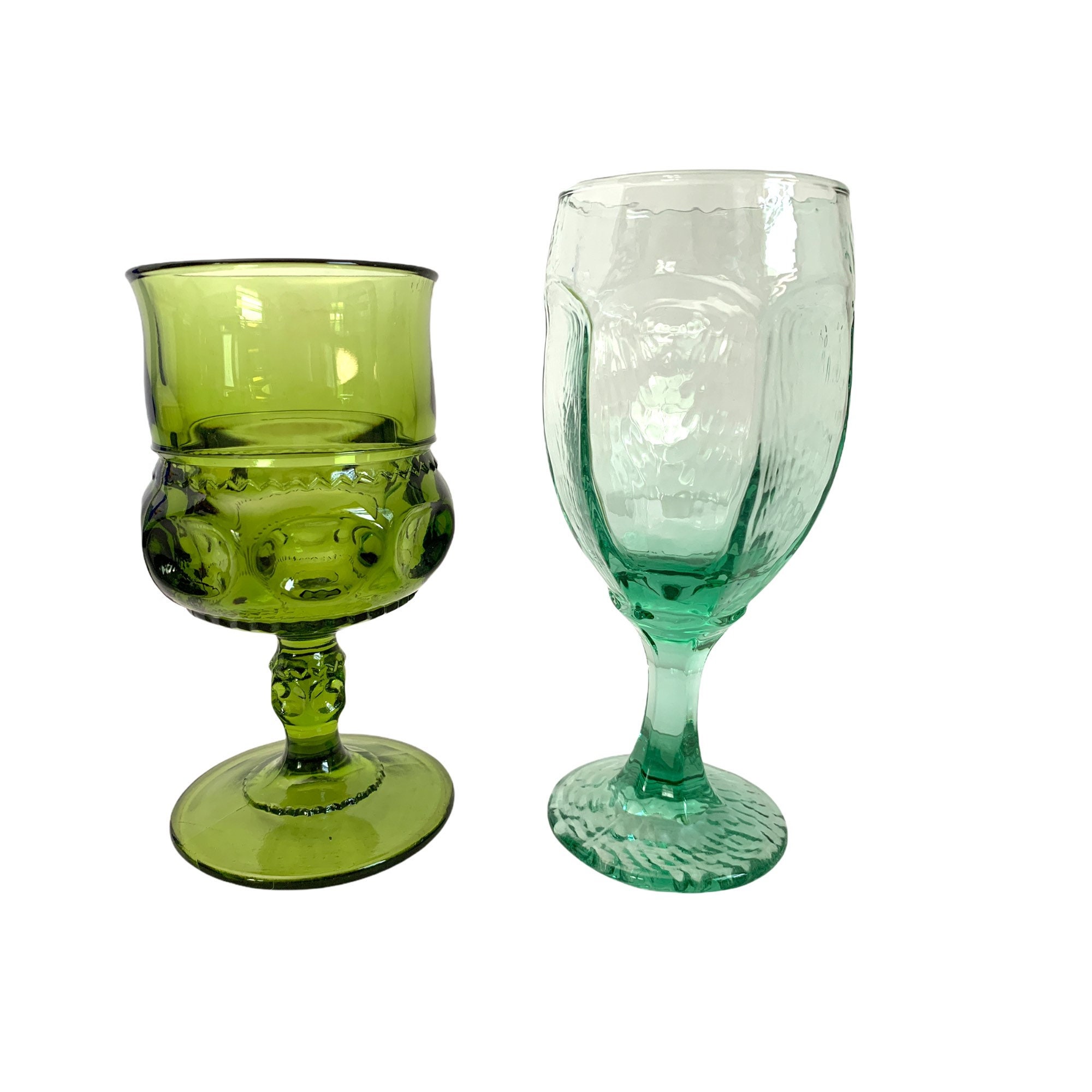 2nd Time Around Vintage Set 6 Green Goblets Water Glasses - Unique ...