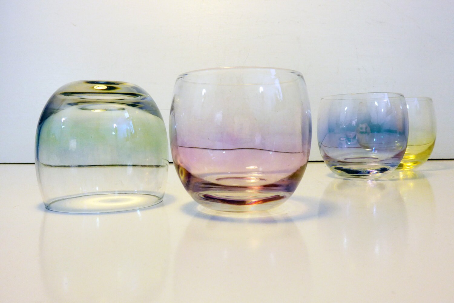 Roly Poly Set 4 Rainbow Colored Large Roly Poly Glasses - Vintage Set ...