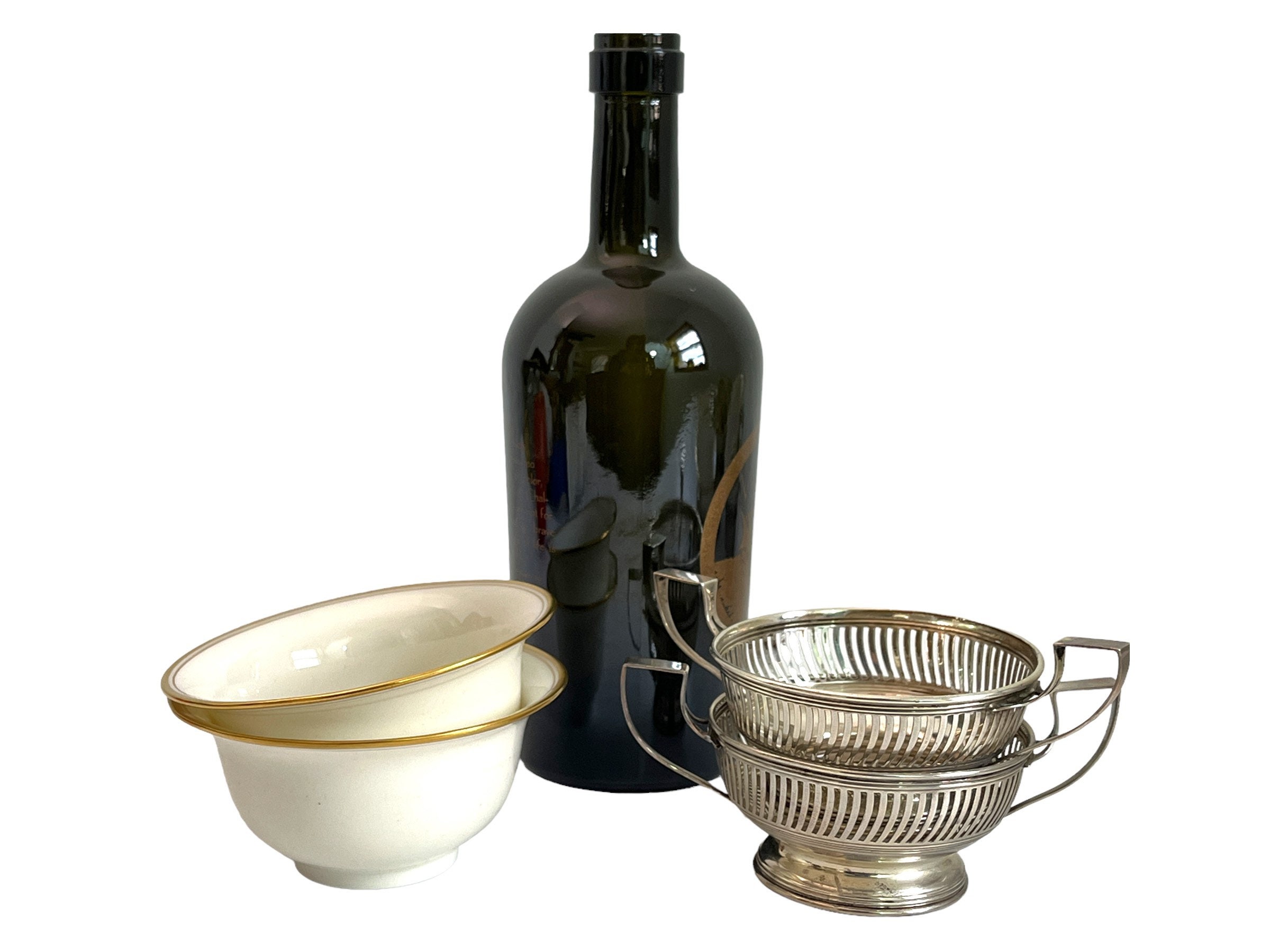 10 GORHAM Sterling Silver Soup / Bouillon Cup Openwork Holders w/ 10 ...