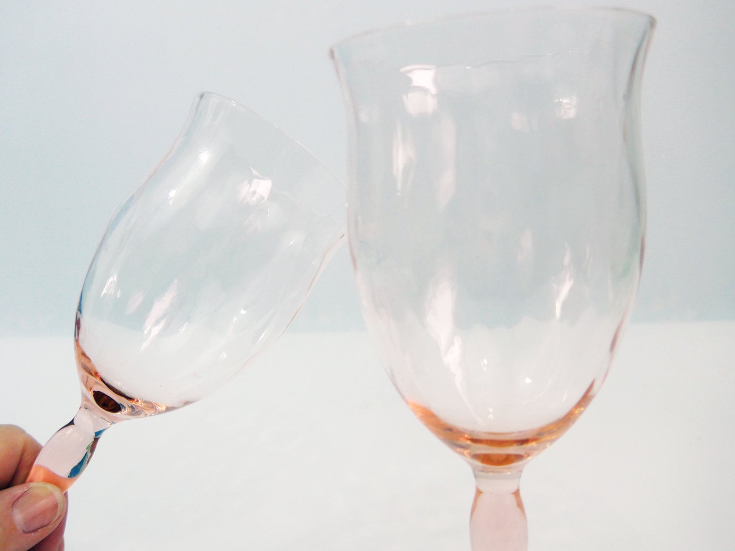 4 Vintage Weston Water Goblets Watermelon Stemware - 4 Tall Water ...