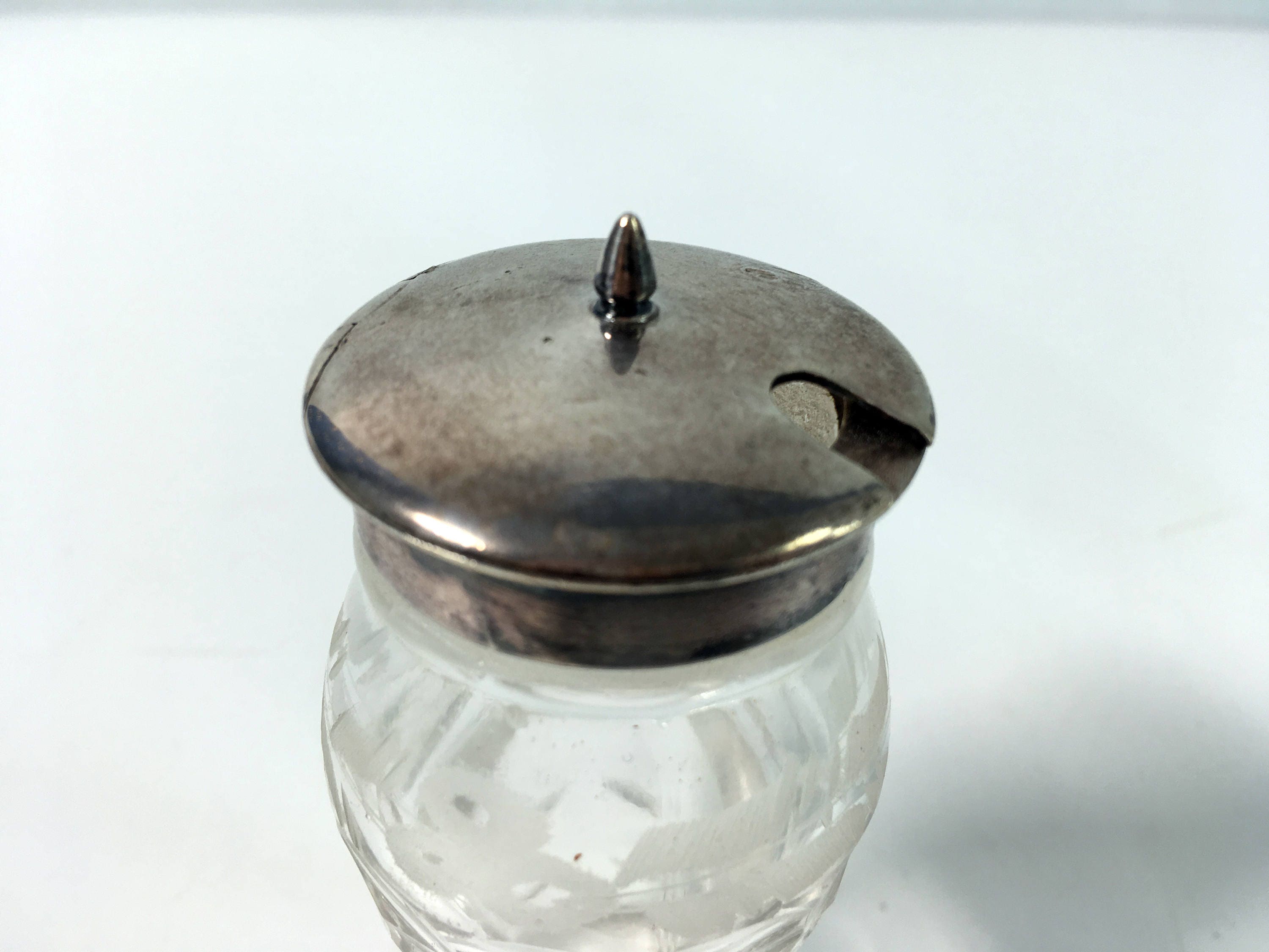 Antique Silver & Crystal Salt / Pepper or Sugar Shaker Castor Set ...