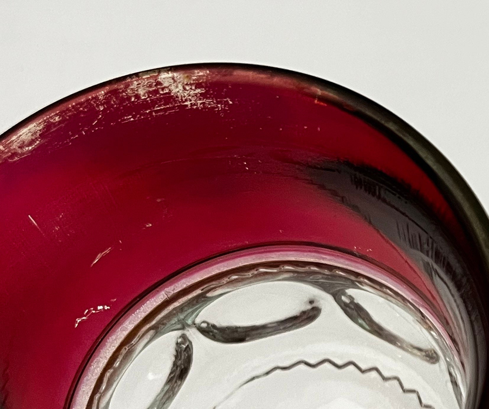 4 Vintage King's Crown Clear w/ Red Flash Glass Wine or Water Glasses ...