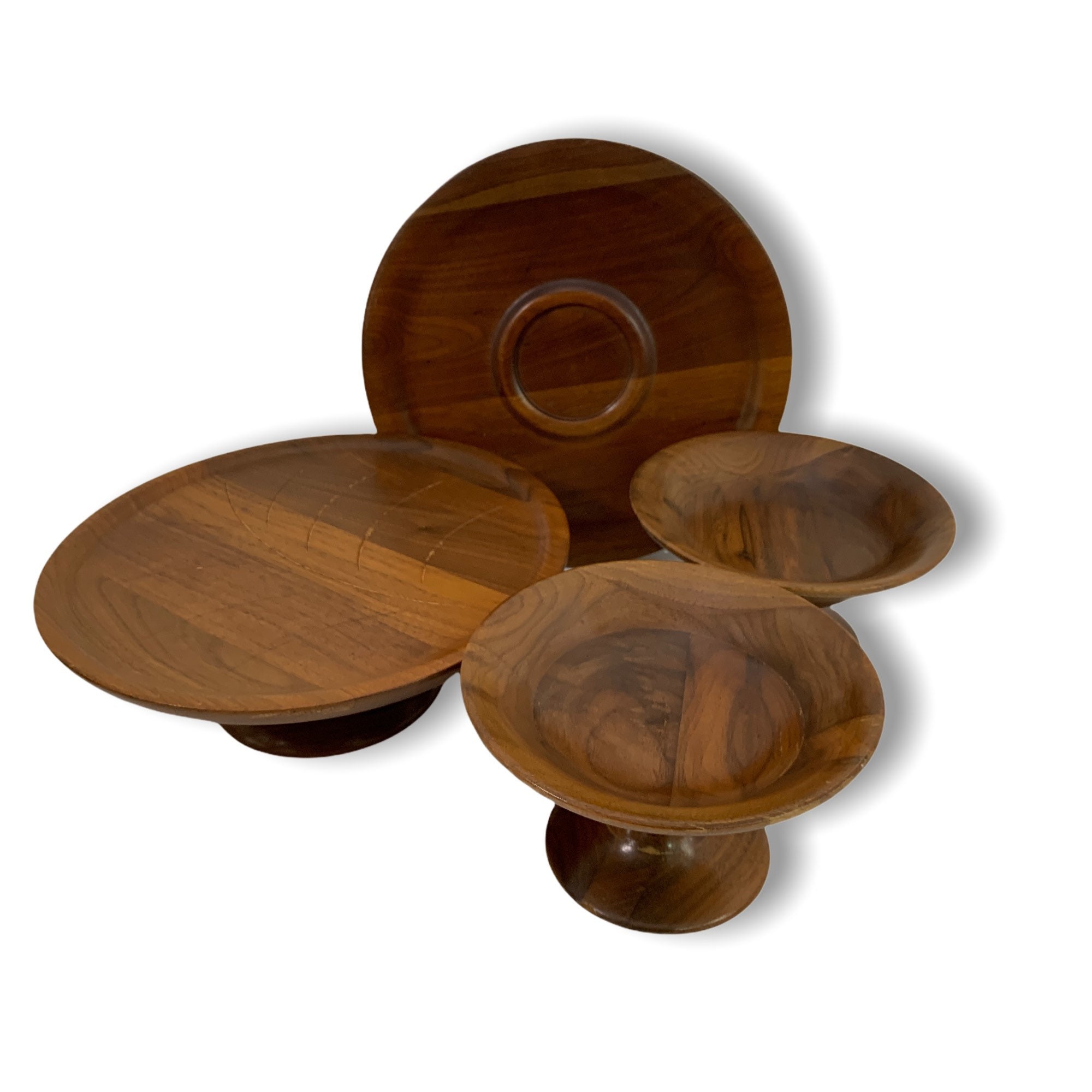 Vintage 4 Piece Solid American Walnut Wood Serving Set - Mixed ...