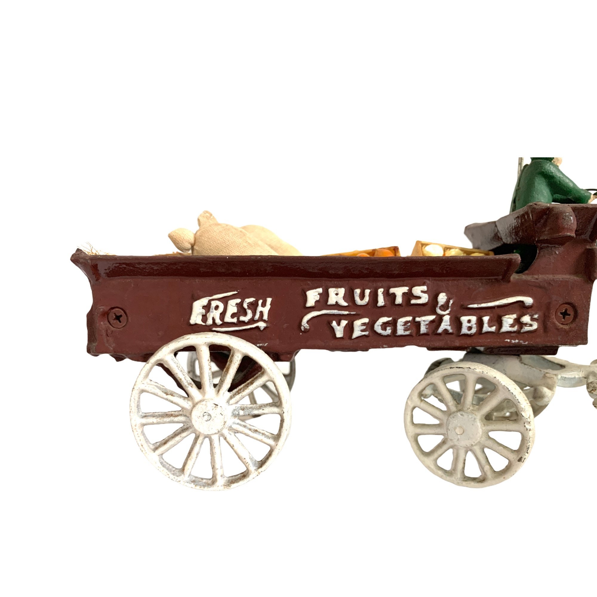 Vintage Fruit & Vegetable Cart w/ Horse and Driver - Cast Metal Horse ...