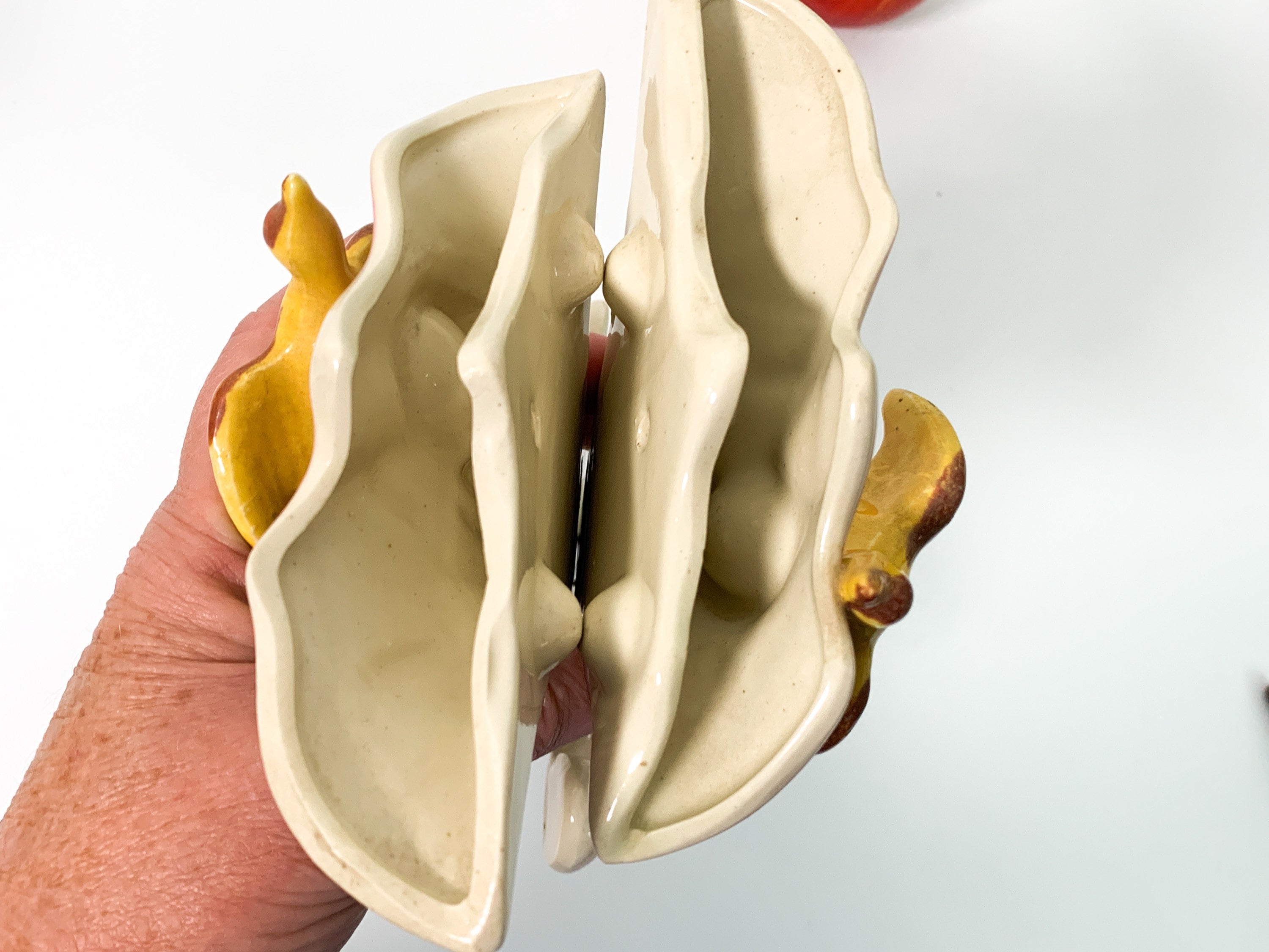 2 Vintage Ceramic Wall Pocket Vases - Pair Pink w/ Yellow Ducks ...