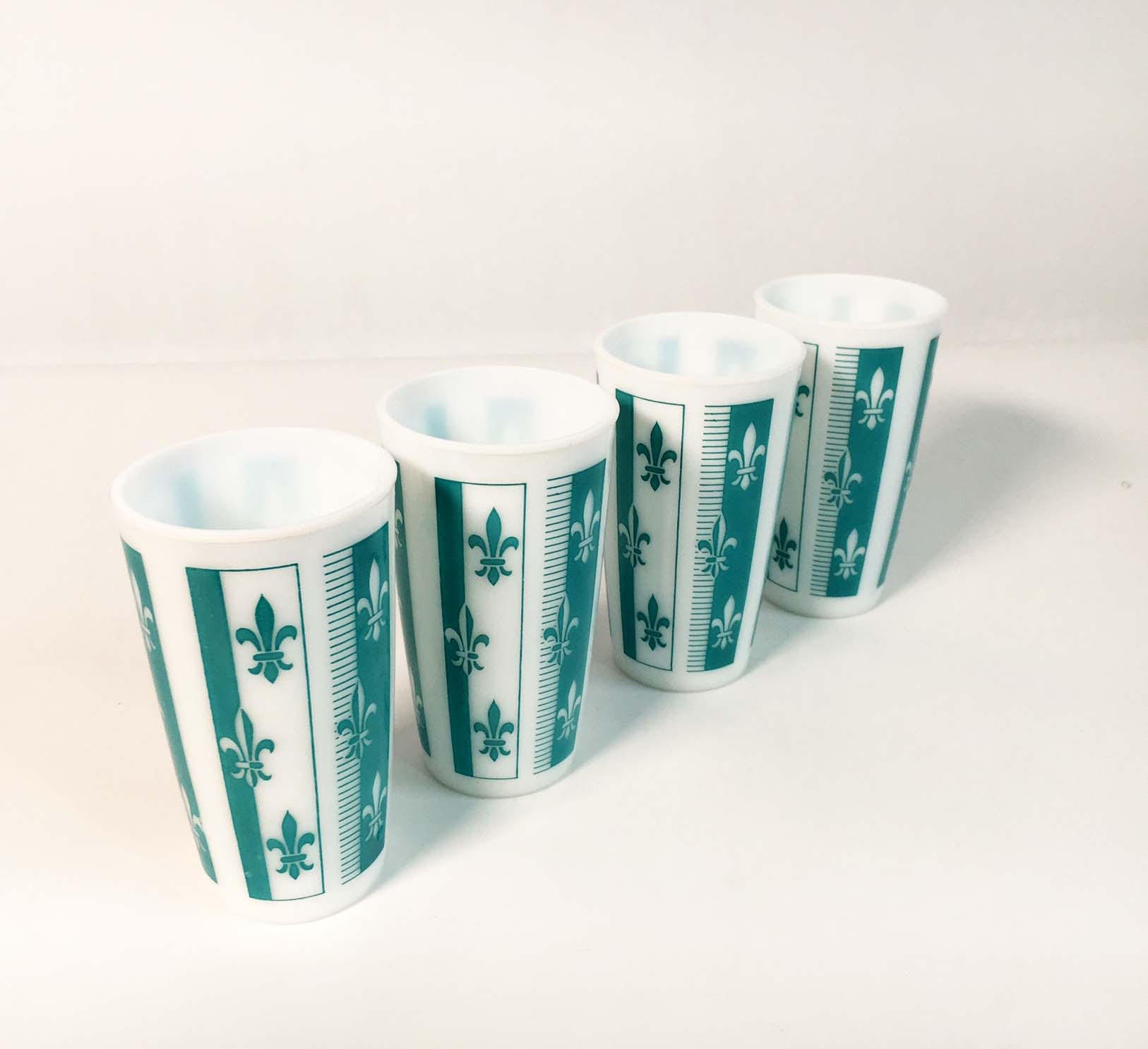 Vintage 1950's Turquoise Milk Glass Hazel Atlas Drinking Glasses ...