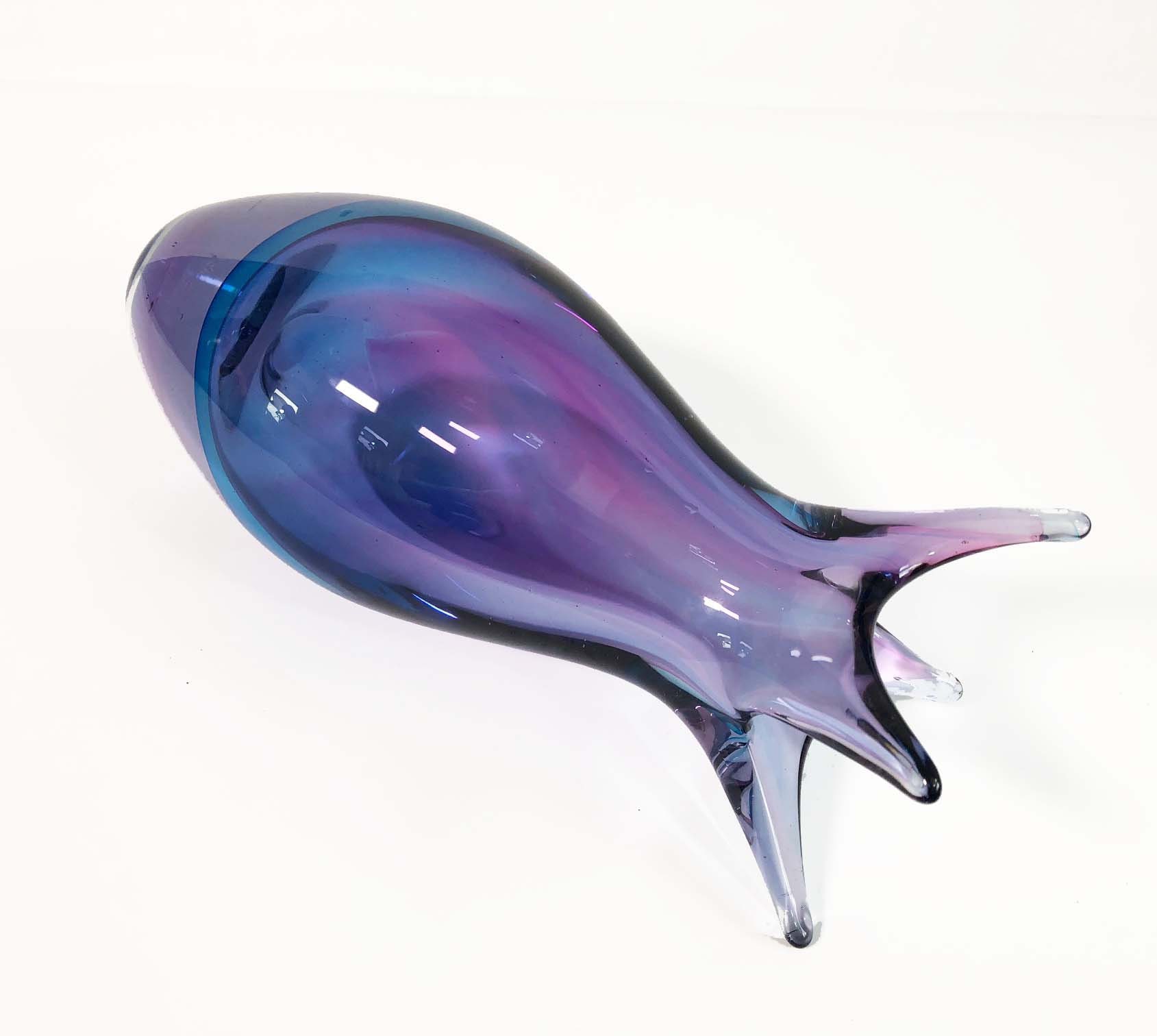 Vintage Art Glass Vase - Iridescent Purple and Blue Cased Glass Vase ...