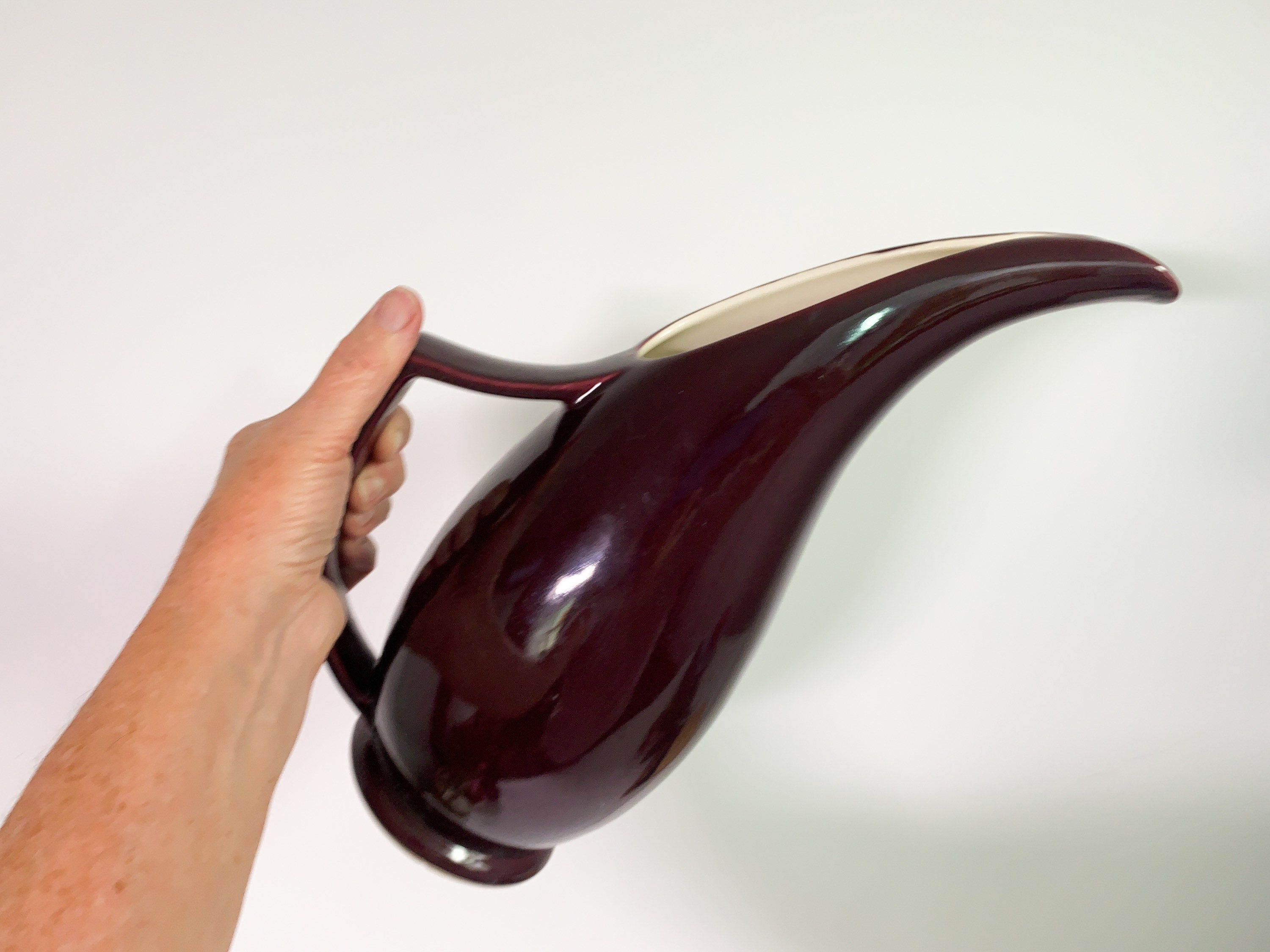 Vintage Lotus Bronze Red Wing Pottery Mid century Stretch Spout Ceramic ...