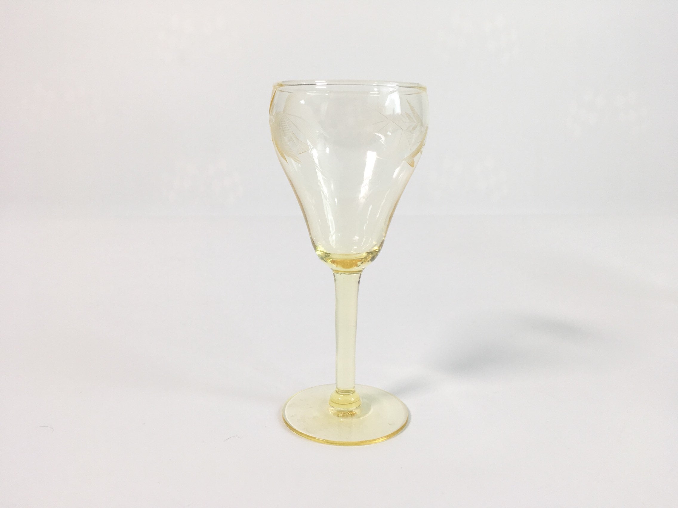 Vintage Yellow Etched Wine or Cordial or Cocktail Glasses - Set if 4 ...