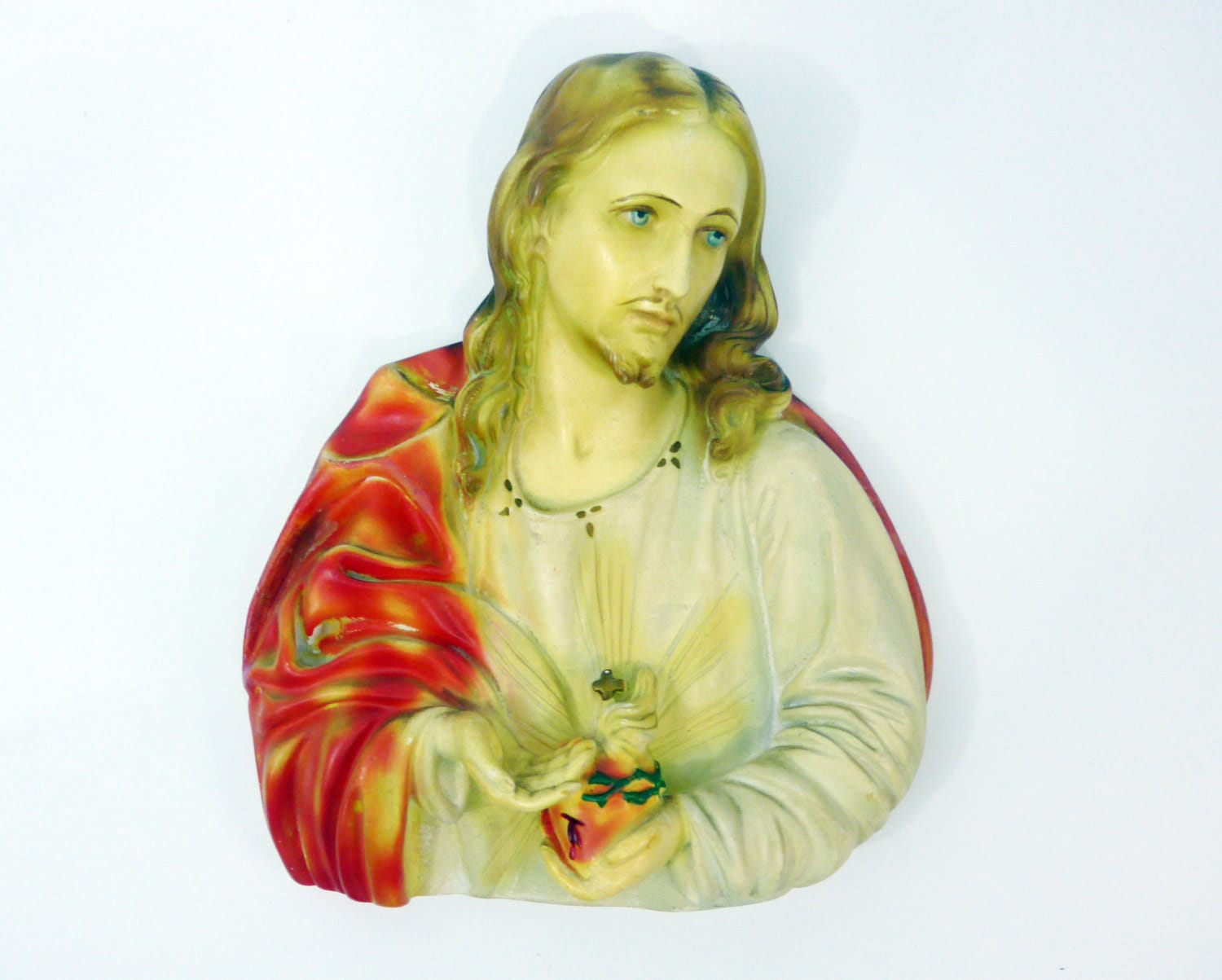 LARGE Jesus Wall Plaque Chalkware - Vintage Plaster Wall Decor - Mid ...
