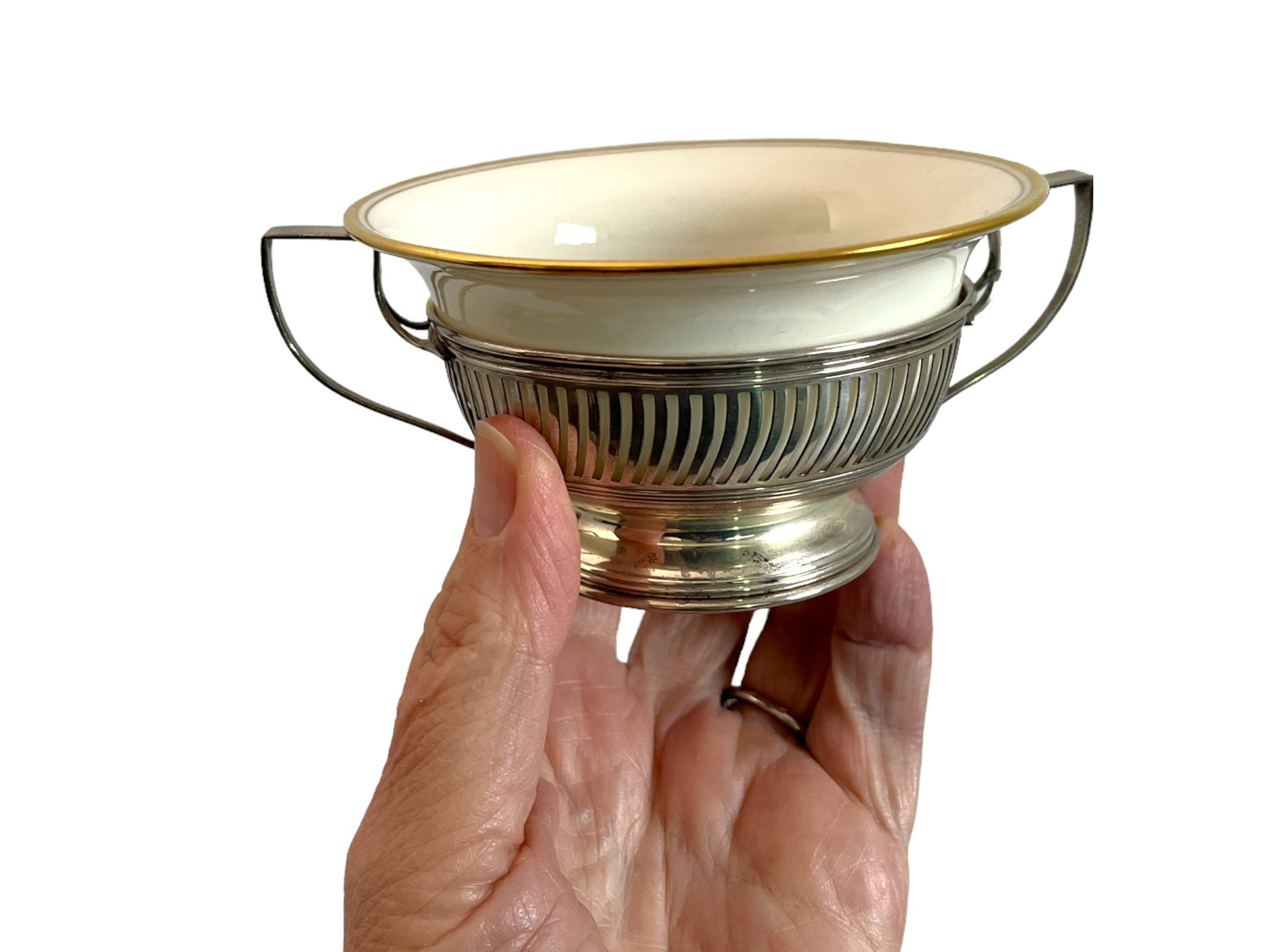 10 GORHAM Sterling Silver Soup / Bouillon Cup Openwork Holders w/ 10 ...